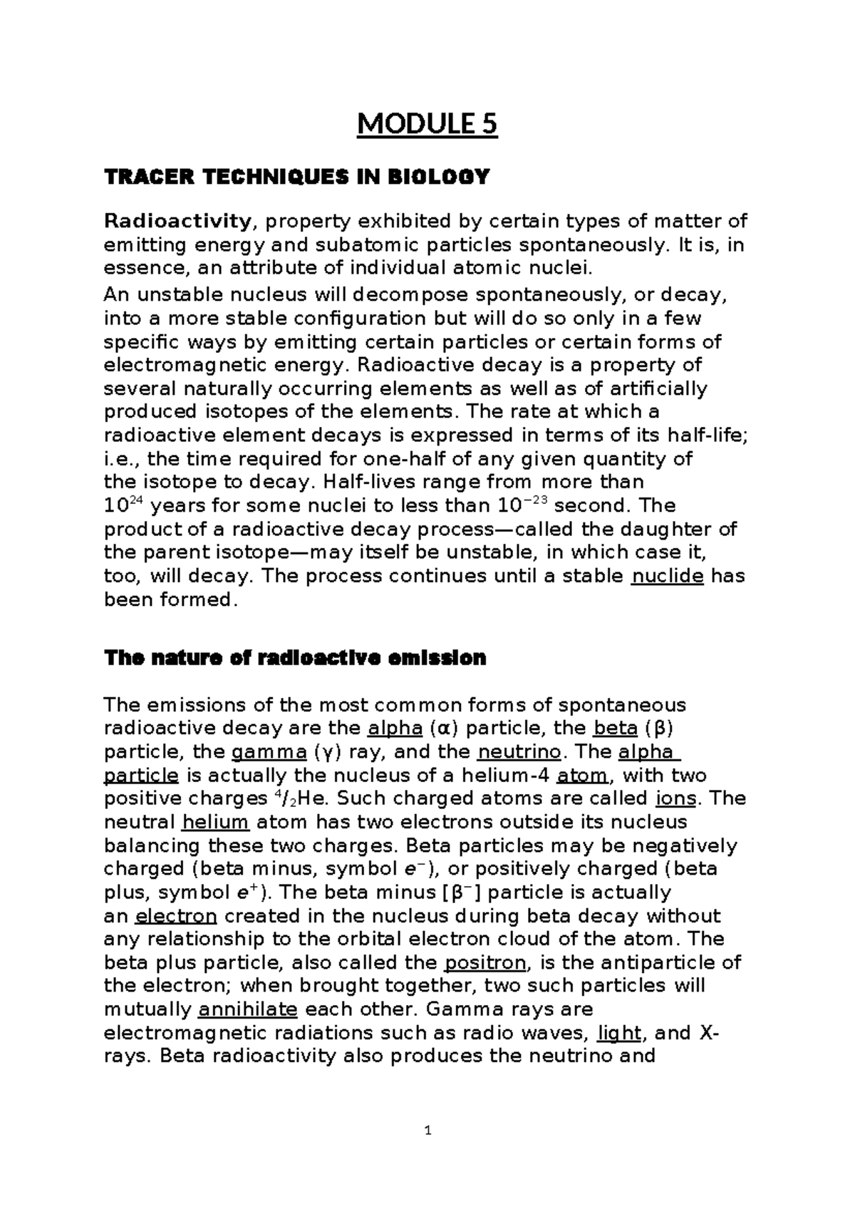 Module 5 analytical - Tracer methods - MODULE 5 ####### TRACER ...