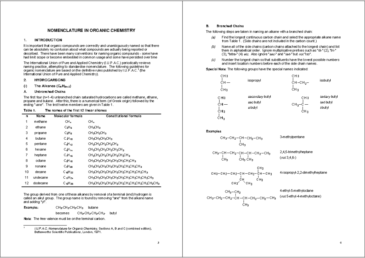 Organic Nomenclature - TEST - NOMENCLATURE IN ORGANIC CHEMISTRY 1 ...