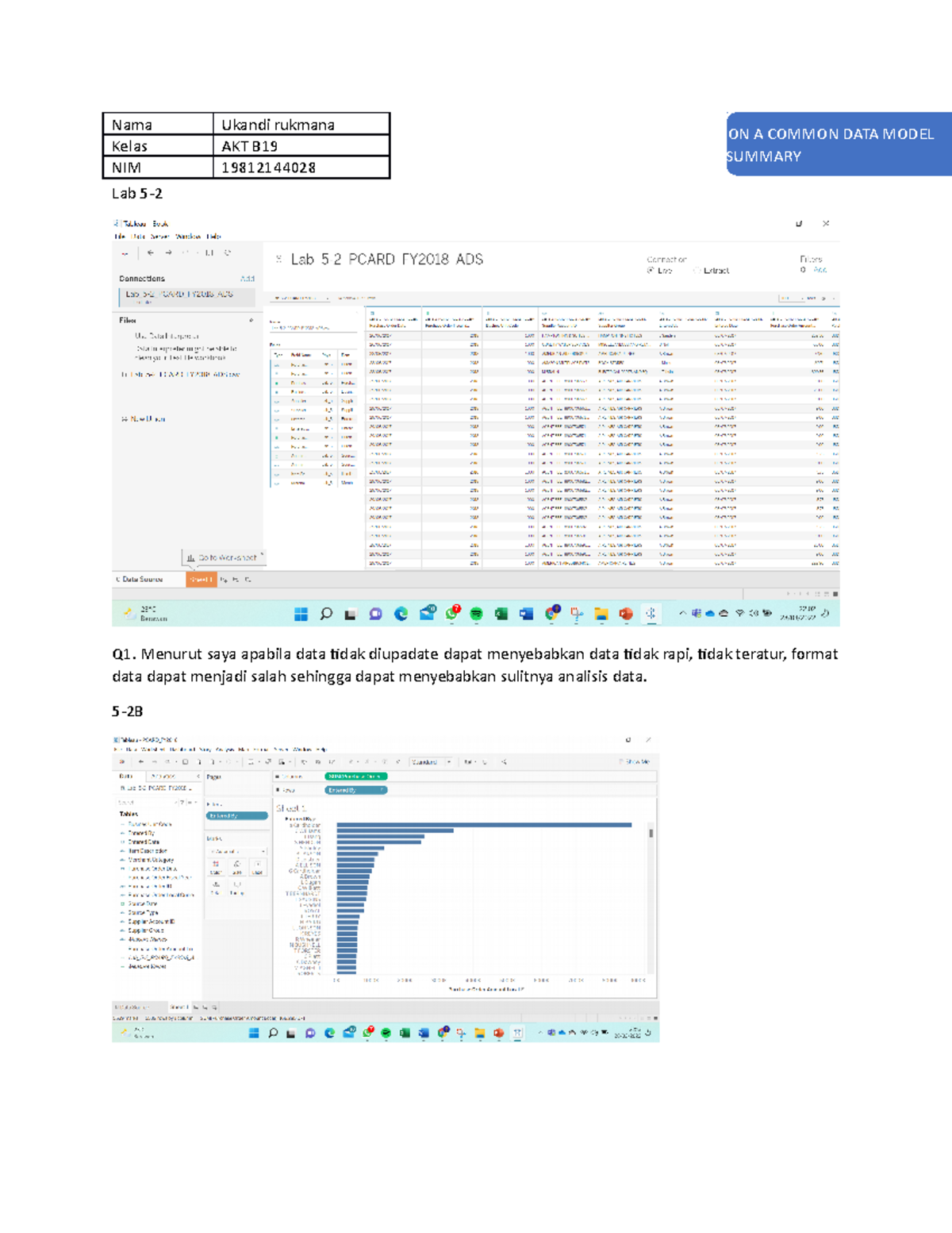 LAB 5-2 Create A Dashboard Based ON A Common DATA Model Company ...