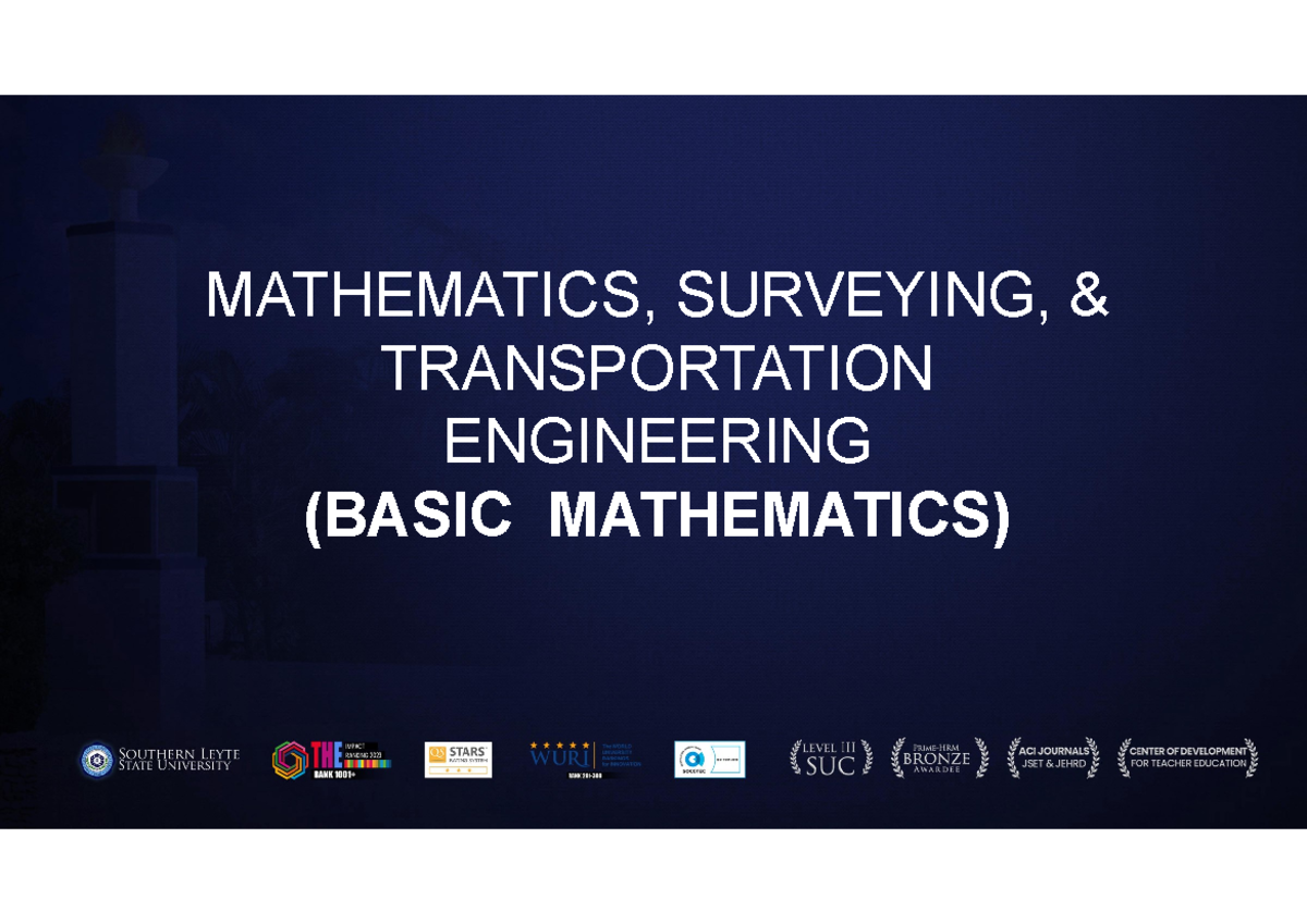 MSTE- Basic MATH - Nsiswnsidiwjwnwbend - MATHEMATICS, SURVEYING ...