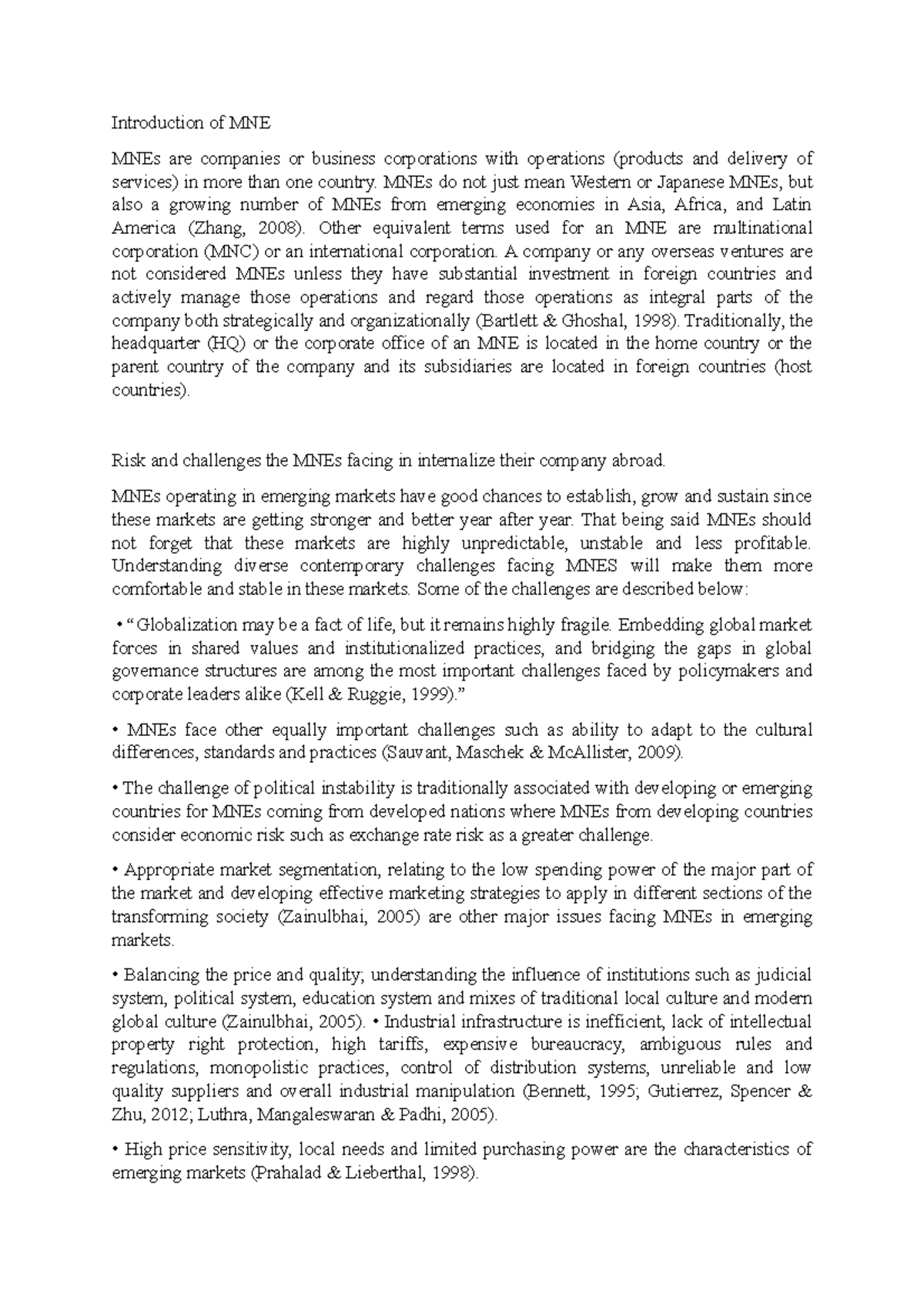 Introduction of MNE - Introduction of MNE MNEs are companies or ...