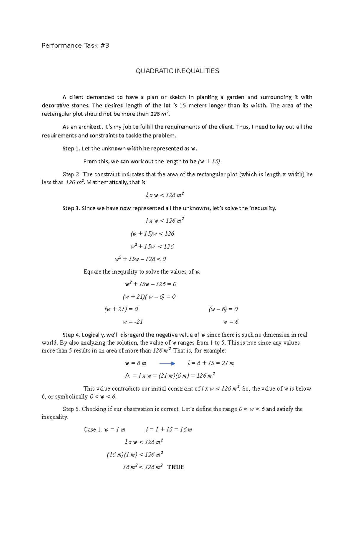 G9Q2 - Performance Task 3 - Quadratic Inequalities - Secondary General ...