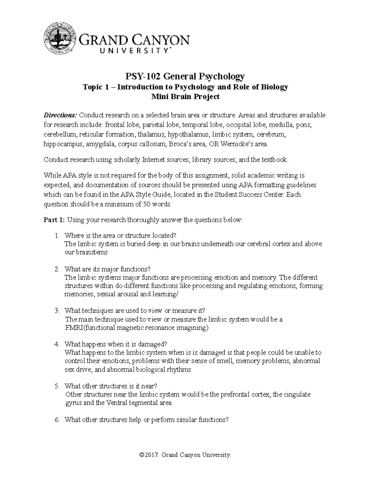 PSY-102-RS-Mini Brain Project - PSY-102 General Psychology Topic 1 ...