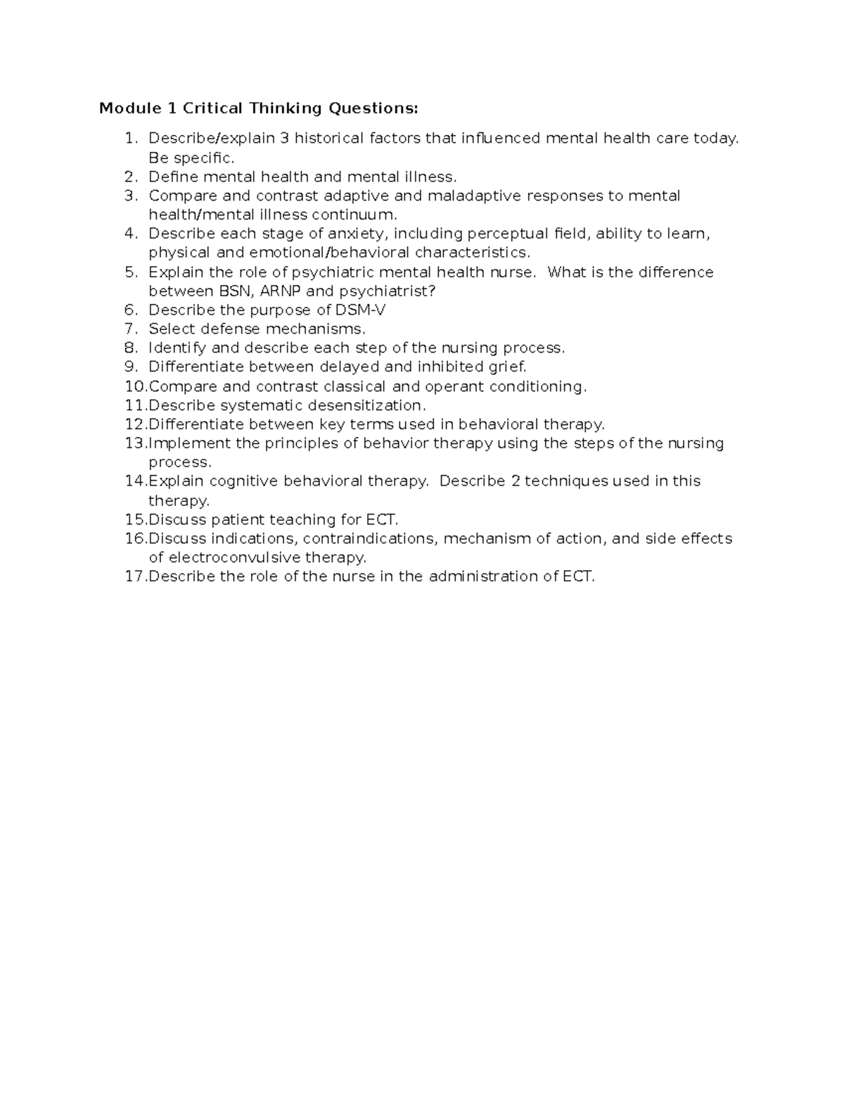 Critical Thinking Questions Module 1 - Module 1 Critical Thinking ...