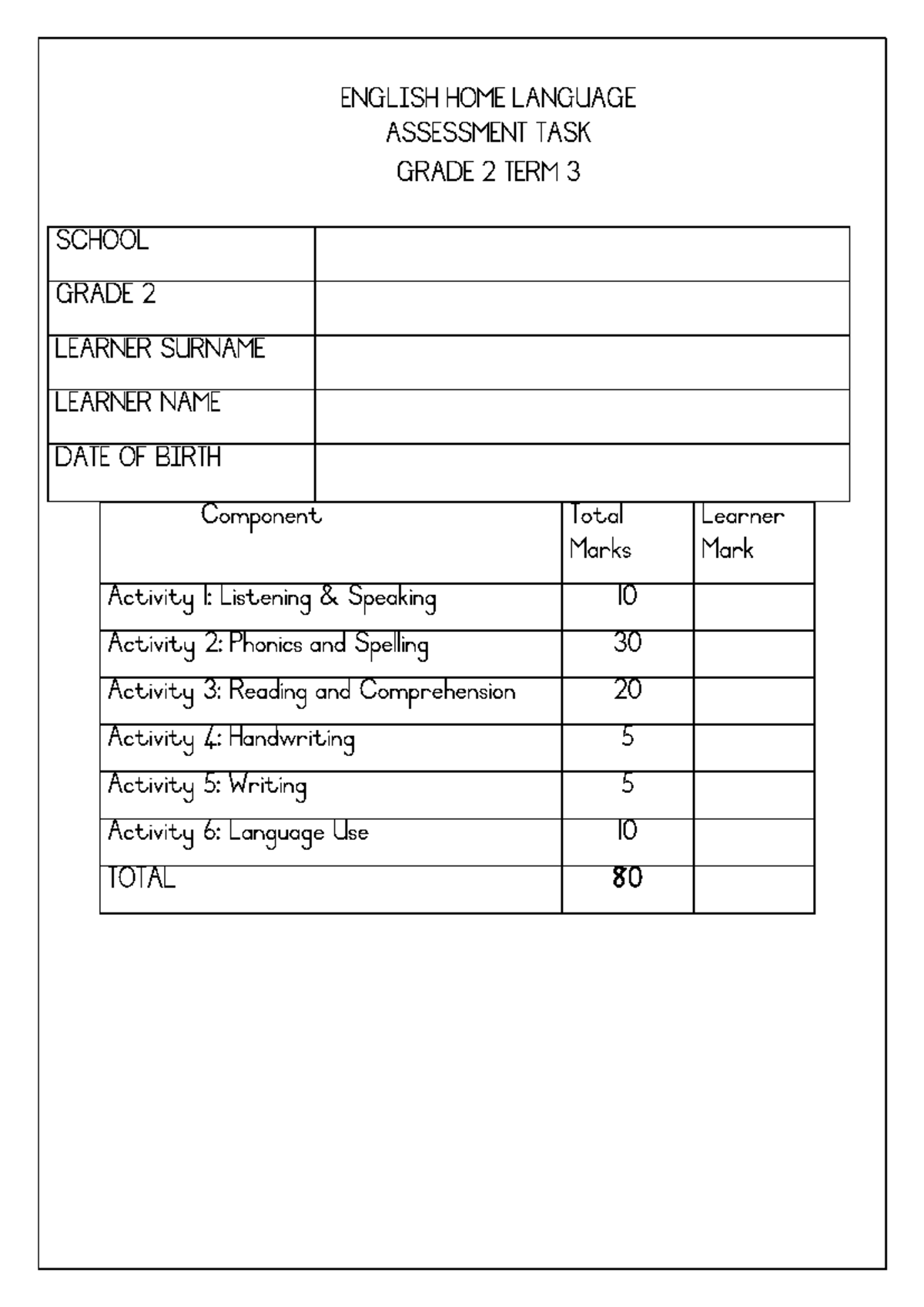 0 Assessment Task EHL 2022 Grade 2 Term 3 (1) - cccccccccc lllllllllll ...