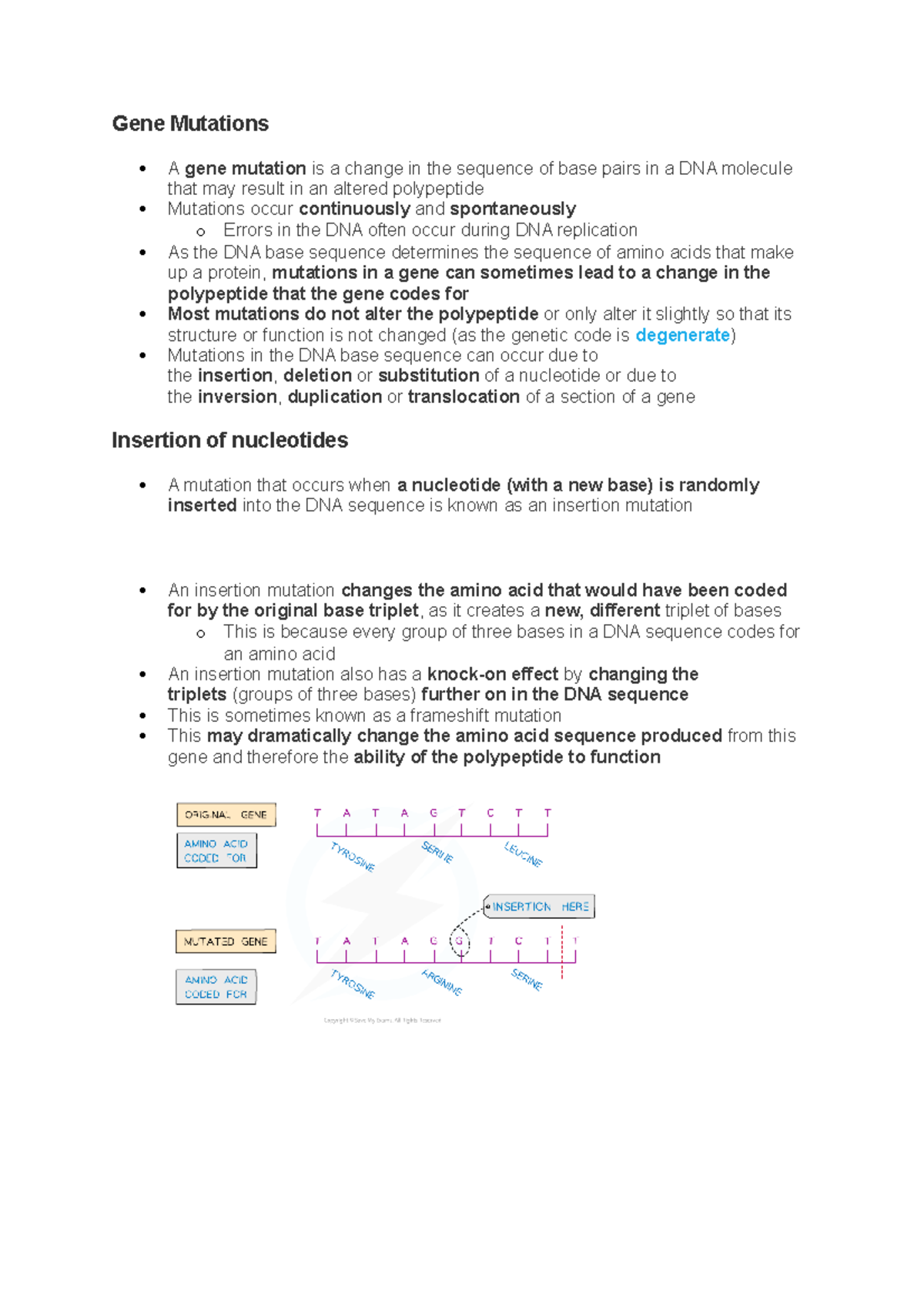 Gene Mutations aqa stuff - Gene Mutations A gene mutation is a change in the sequence of base ...