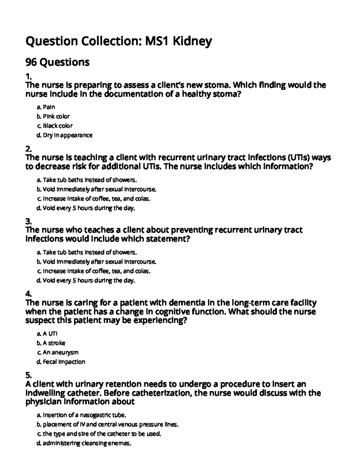 Prep U Ch 48-49 - prep u - Question Collection: MS1 Kidney 96 Questions ...