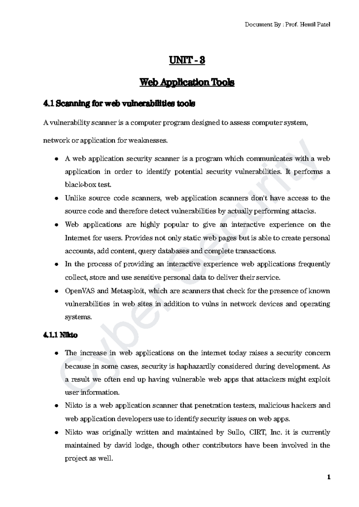 Unit 3 Web Application Tools - Cyber Security UNIT - 3 Web Application ...