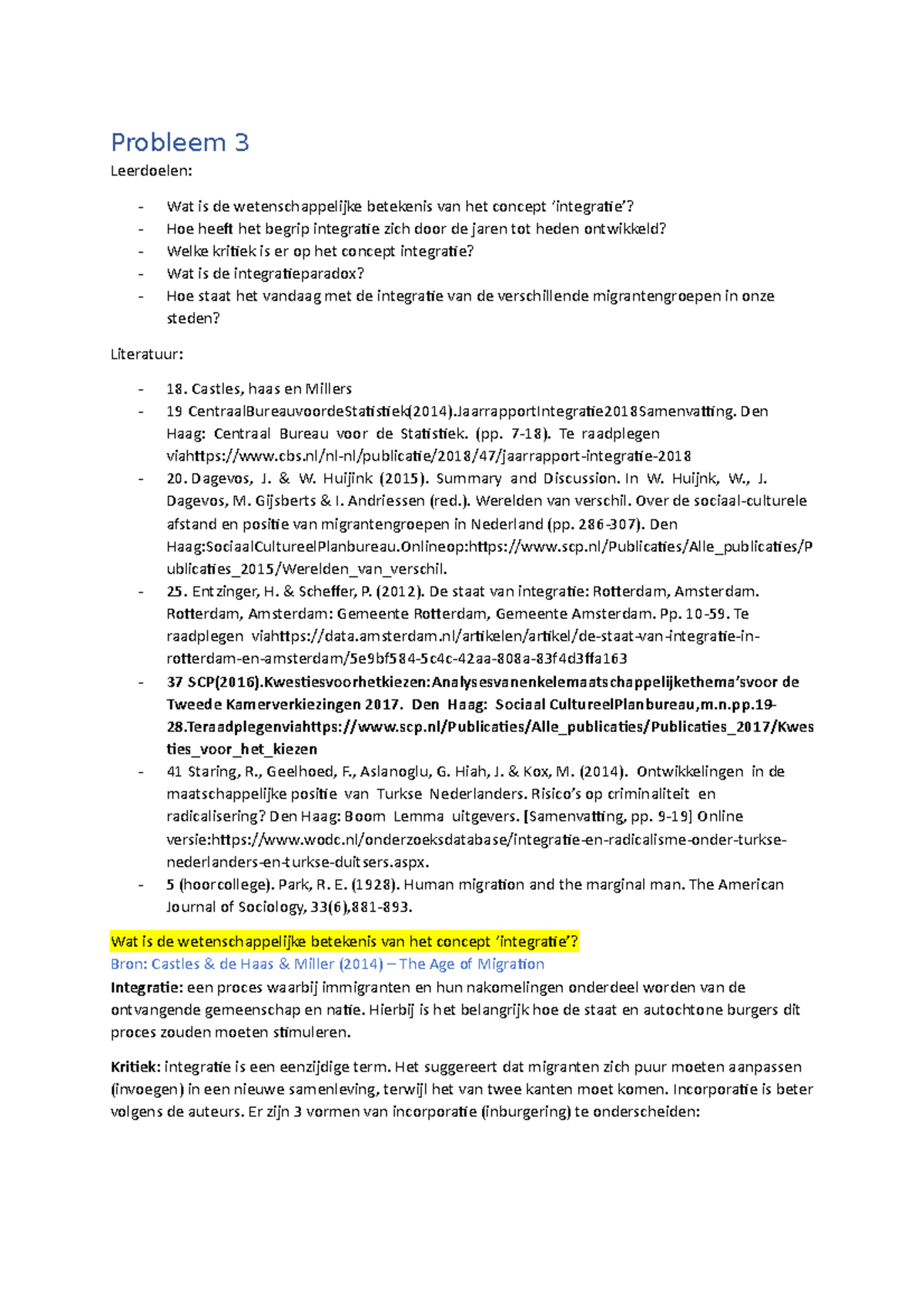 Probleem 3.1 Migratie, Diversiteit en Criminaliteit werkgroep 2020-2021 - Probleem 3 Leerdoelen ...
