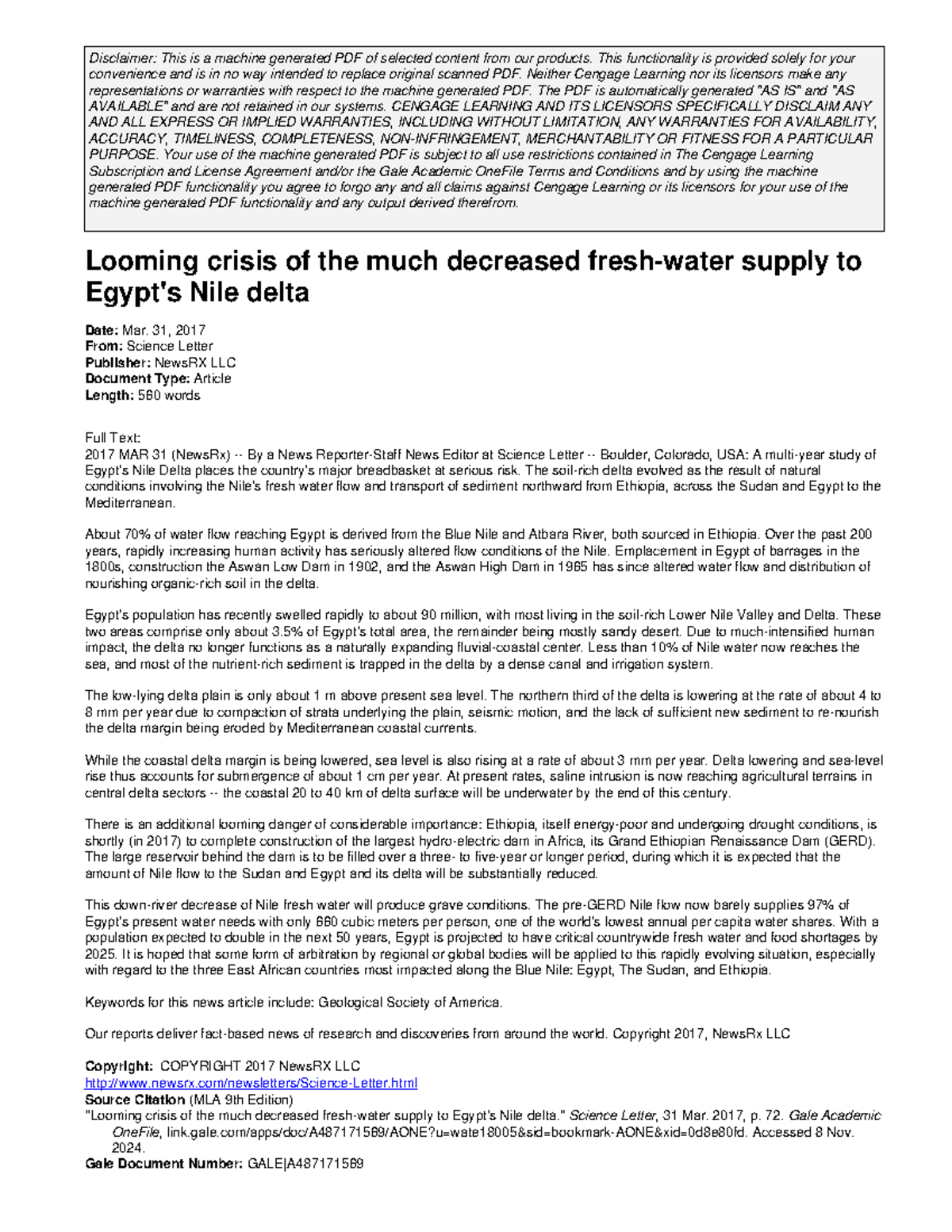 Looming crisis of Egypt Crisis - Policy Analysis - Disclaimer: This is ...