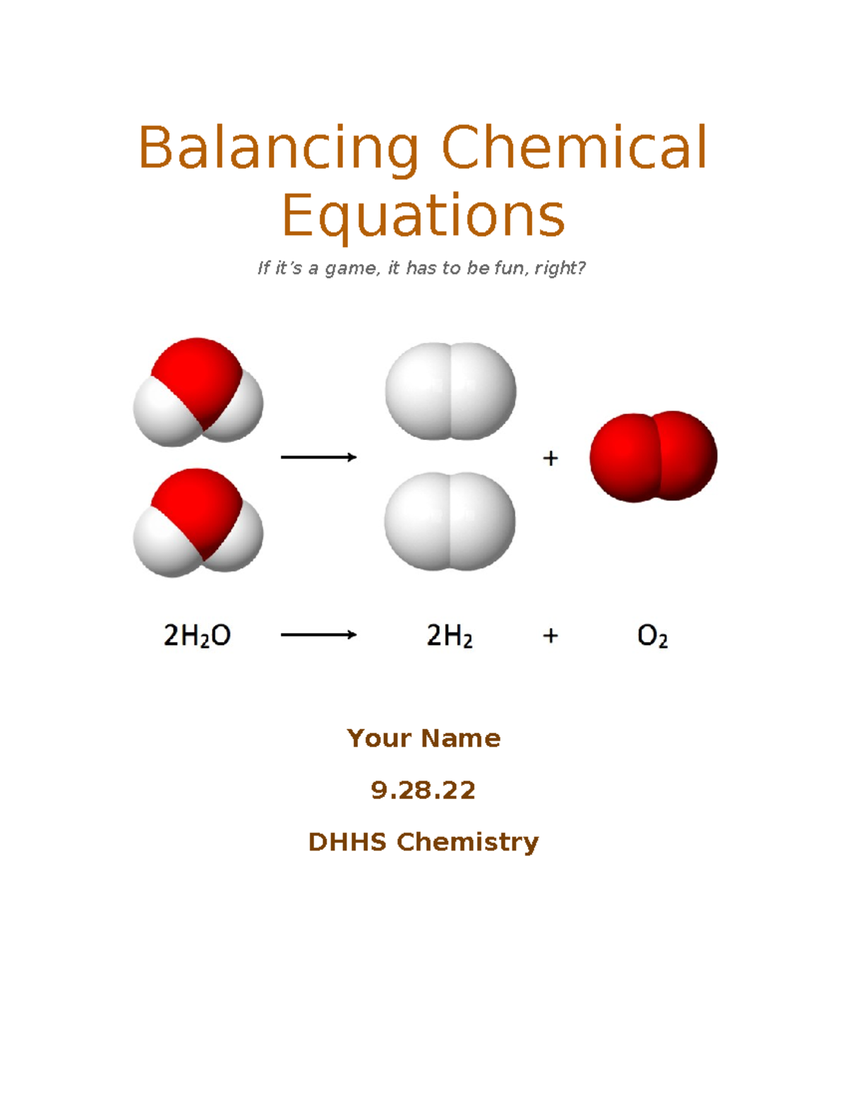 Balancing Chemical Equations Lab-1-1 - Balancing Chemical Equations If ...