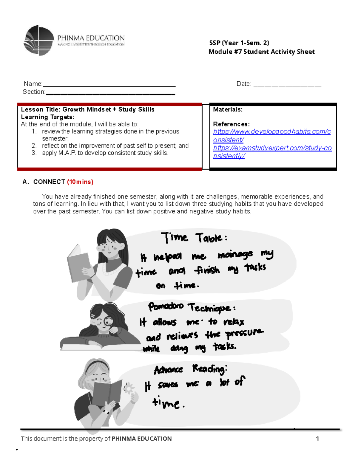 Growth-Mindset-Study Skills - Module #7 Student Activity Sheet - Studocu