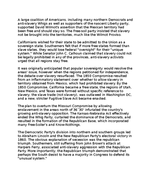 AMH2010 Assignment 5 Rise of the Deep South completed - Assignment 5 ...