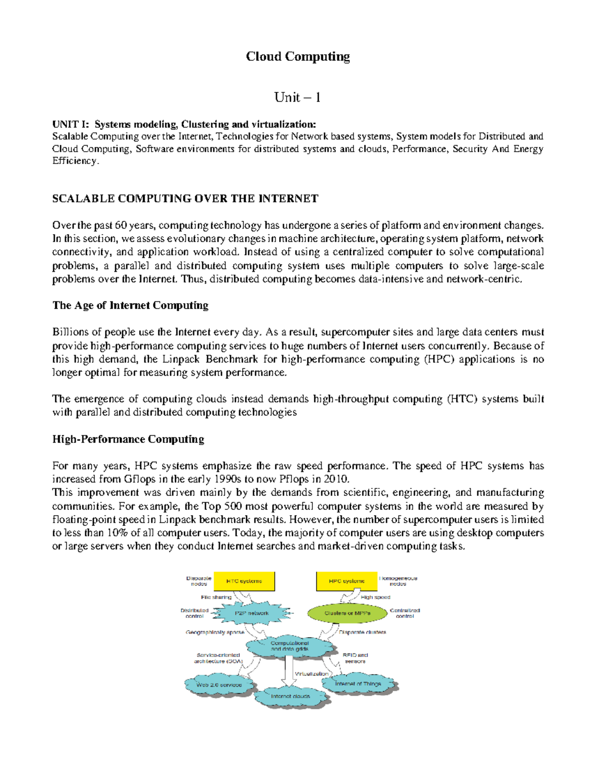 Cc Unit 1 Cloud Computing Unit 1 Lecture Notes Based On The Text Book