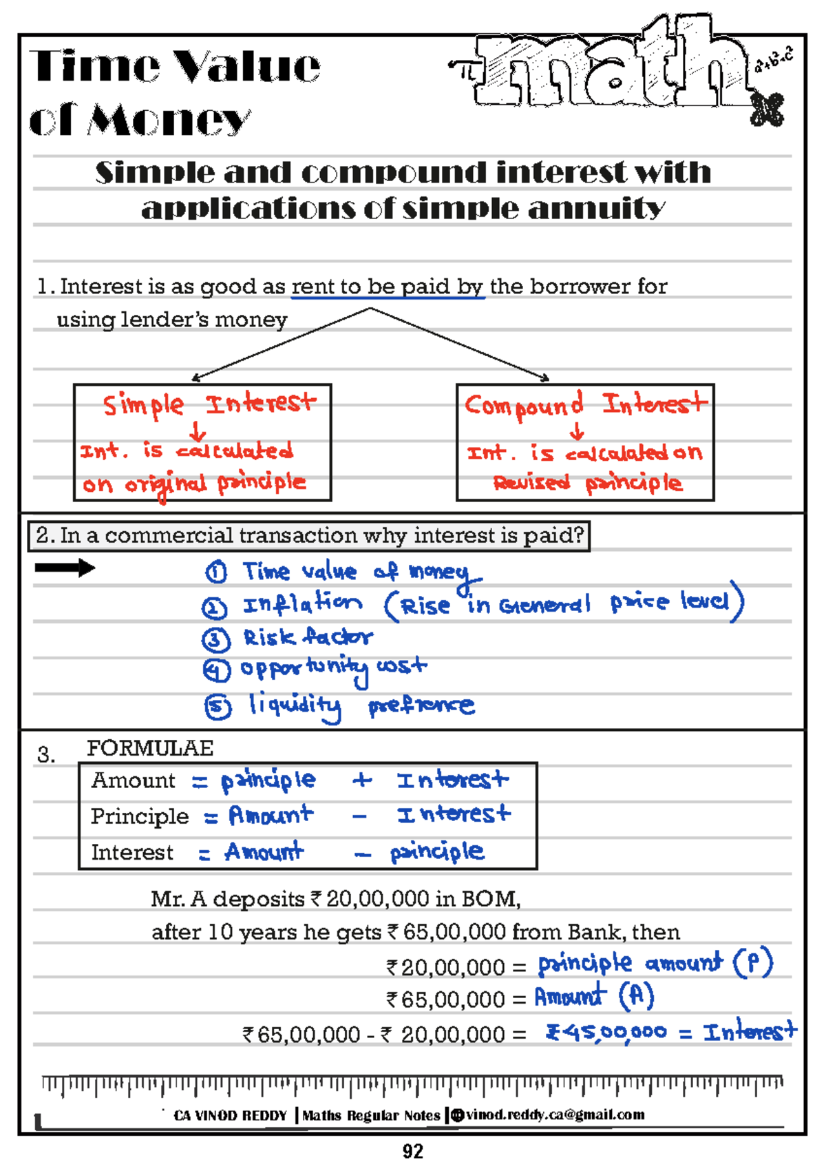 TVOM- Regular Batch Notes - CA VINOD REDDY Maths Regular Notes vinod ...