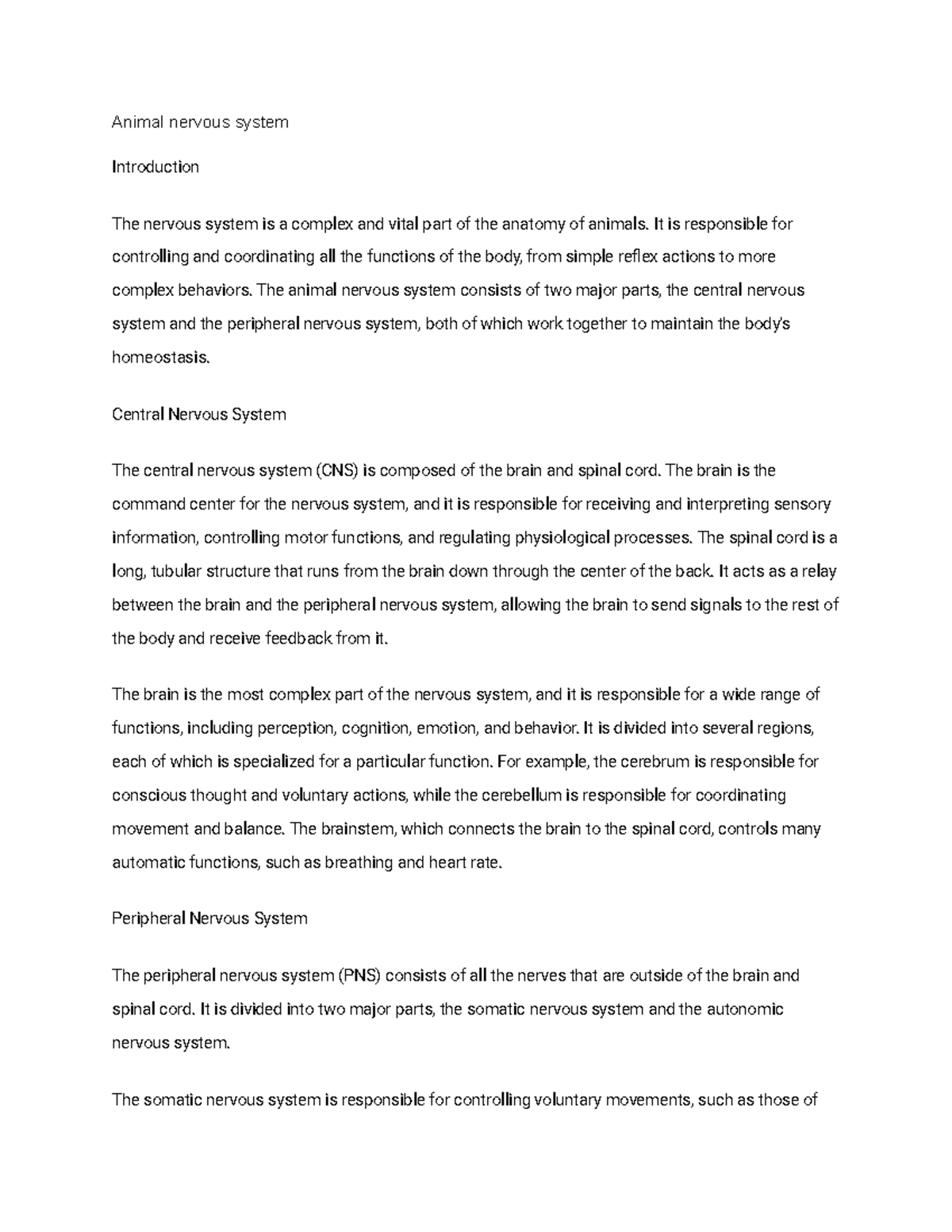 Animal nervous system - Animal nervous system Introduction The nervous ...