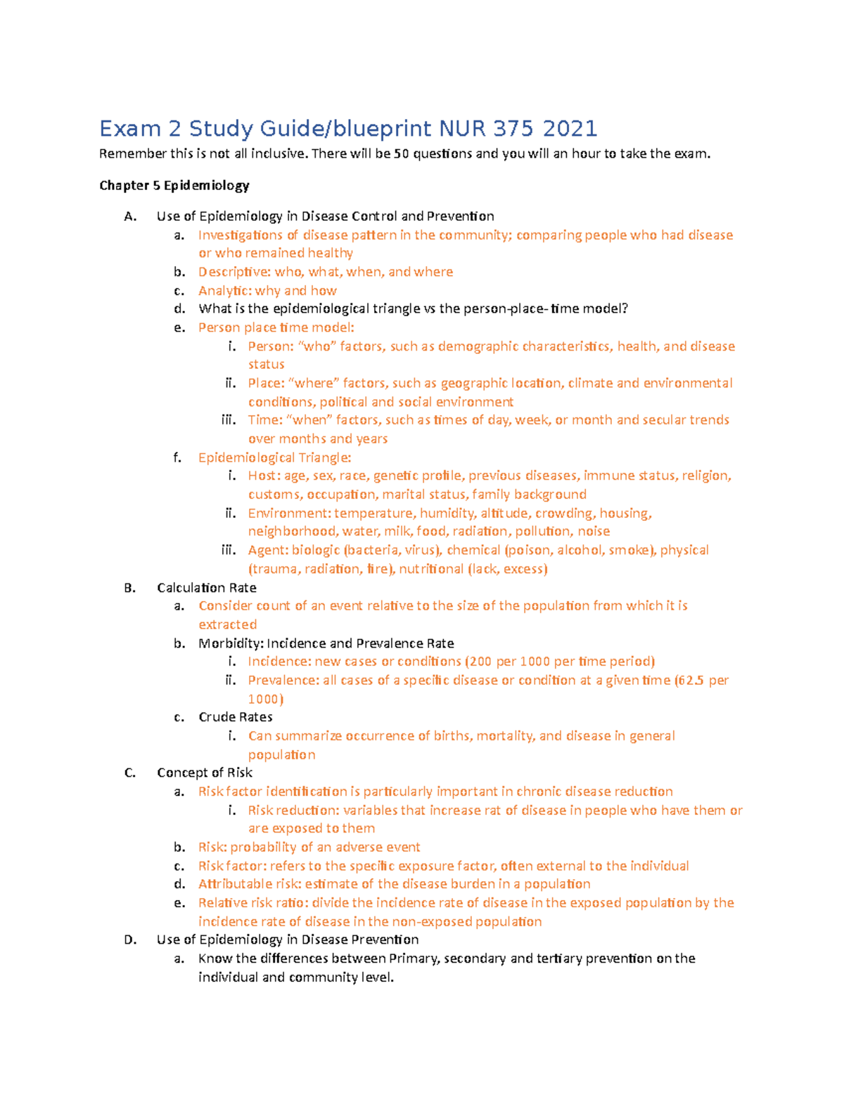 Exam 2 Study Guide for the Exam - Exam 2 Study Guide/blueprint NUR 375 ...