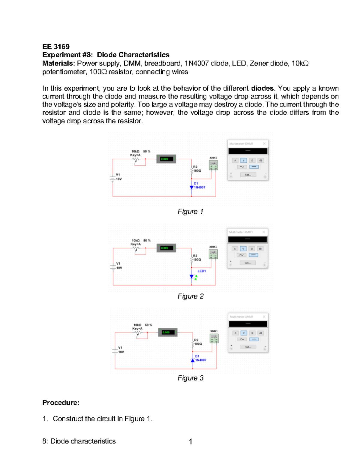 lab diode characteristics - 8 : Diode characteristics 1 EE 3169 ...