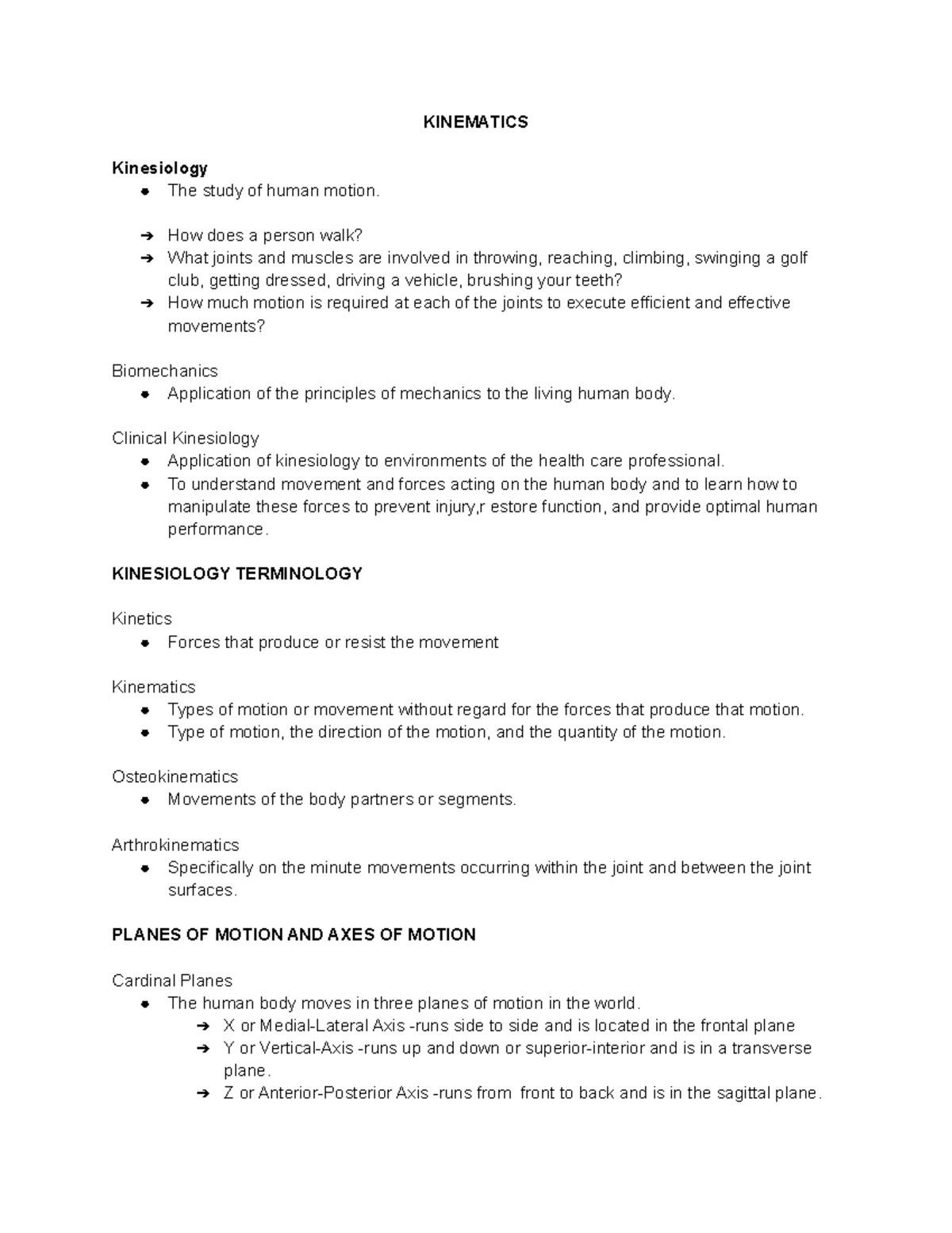 Kinematics in Kinesiology - KINEMATICS Kinesiology The study of human ...