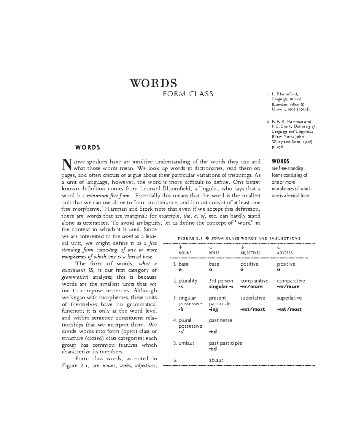 STRUCTURES OF ENGLISH - W O R D S N ative speakers have an intuitive ...