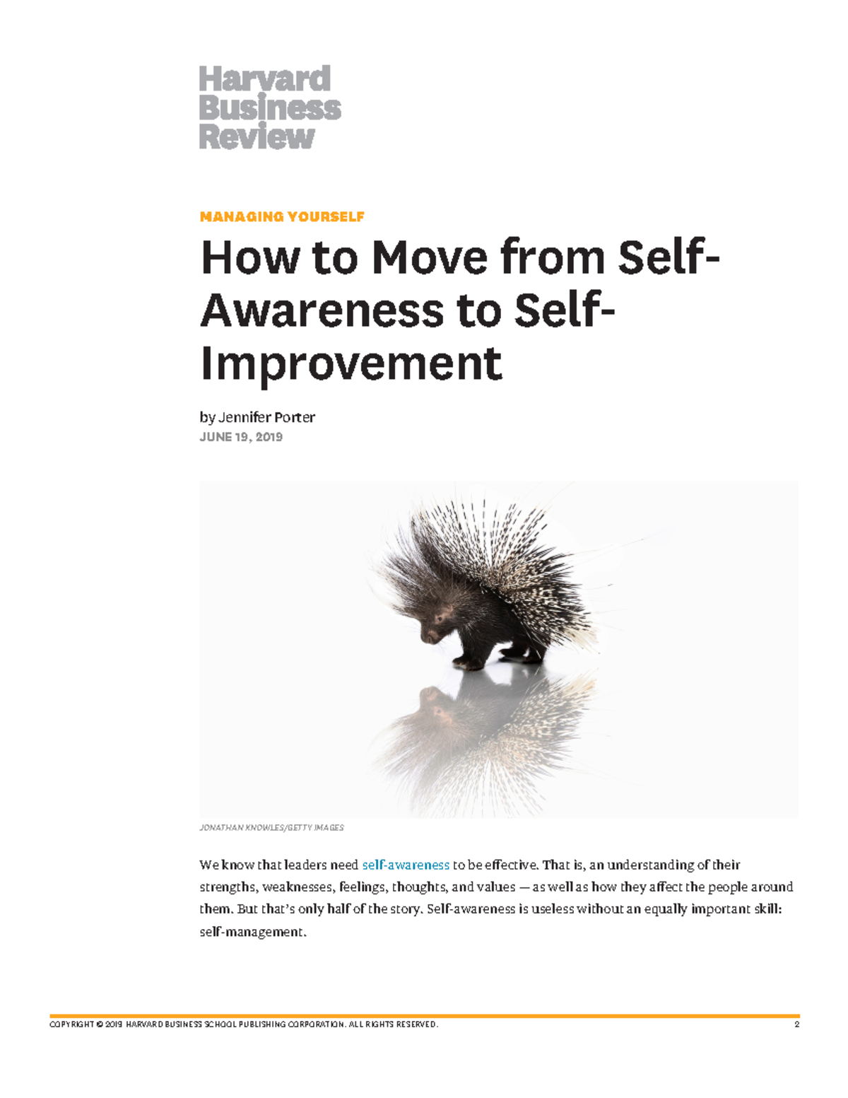 How to Move From Self-Awareness to Self-Fulfillment - MANAGING YOURSELF ...