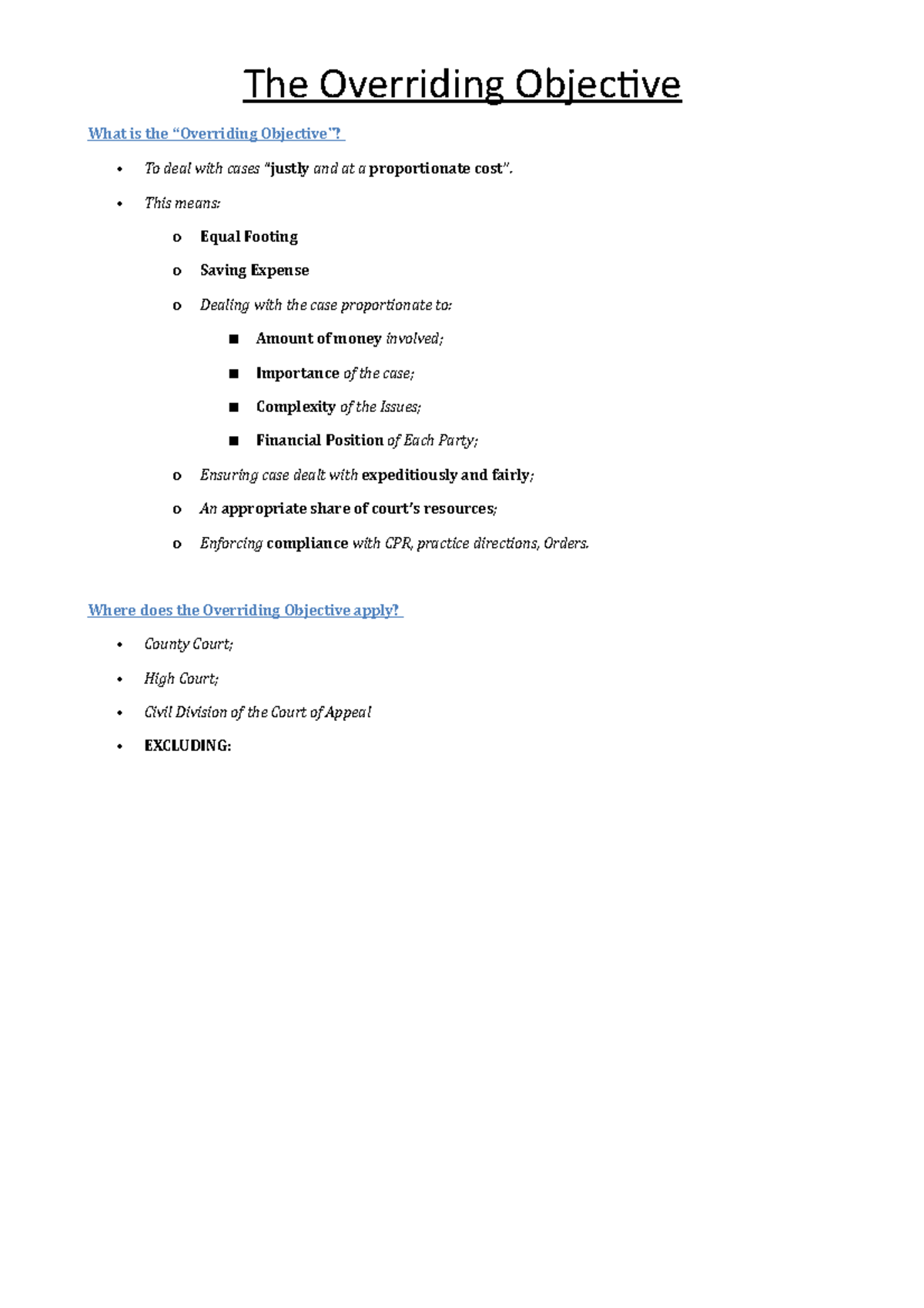 Overriding objective and protocols - The Overriding Objective What is ...