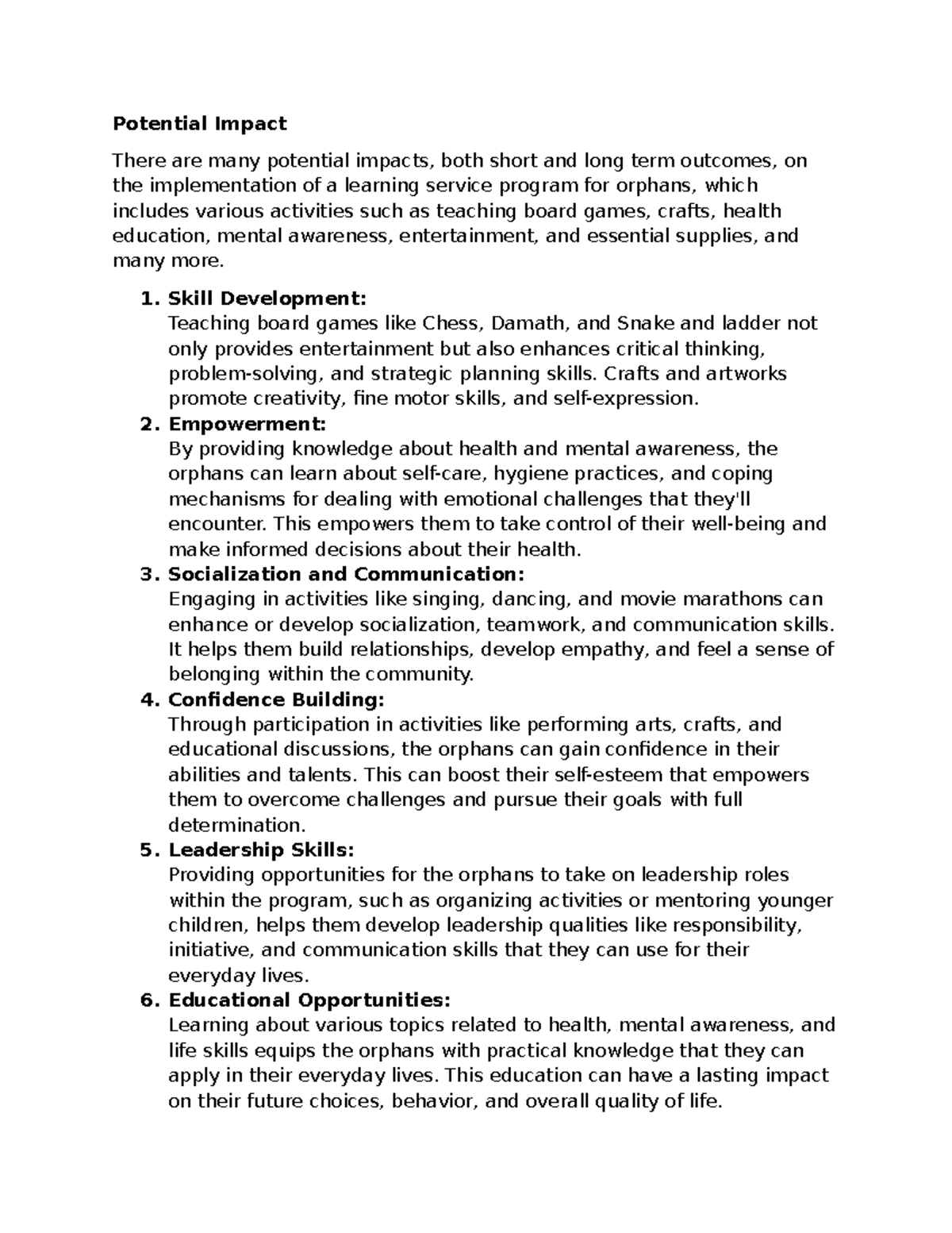 Potential-Impact-qww - Potential Impact There are many potential ...