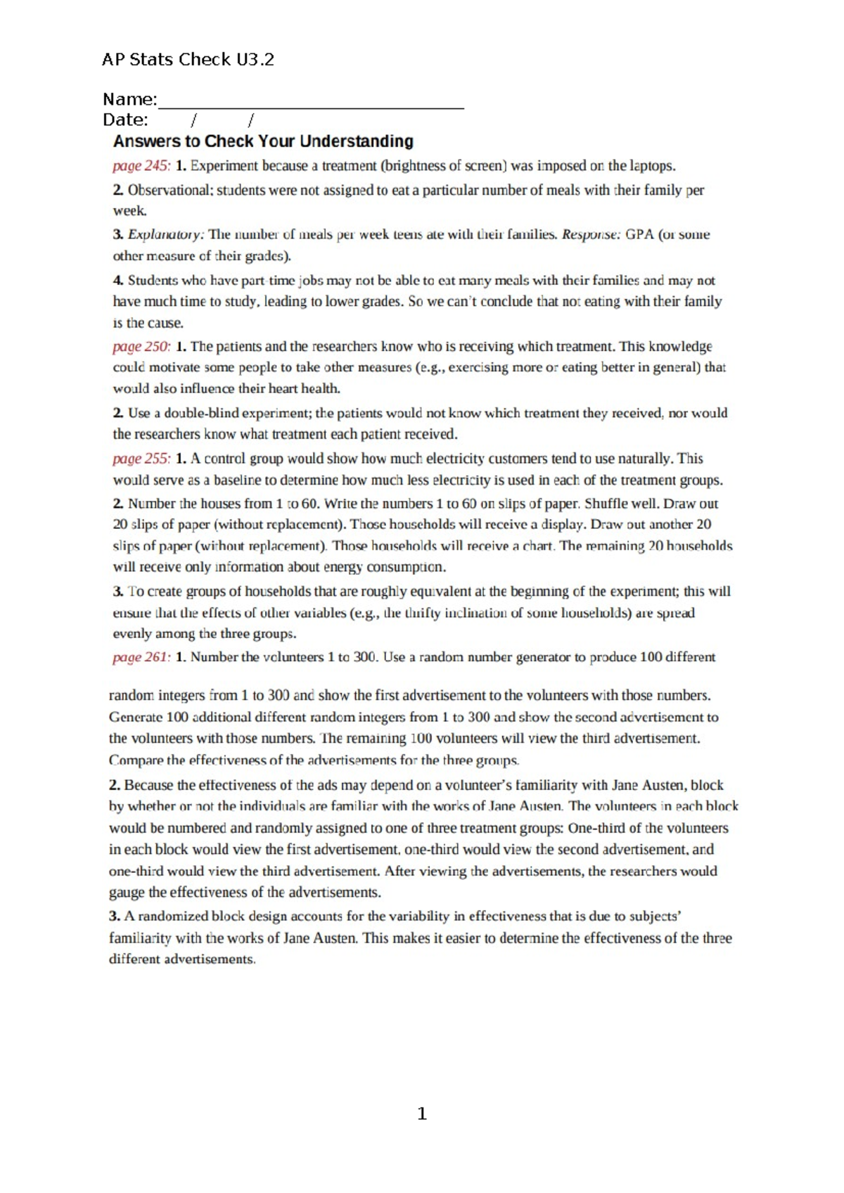 U3.2 Check your Understanding (Solution) - AP Stats Check U3 Name: Date ...
