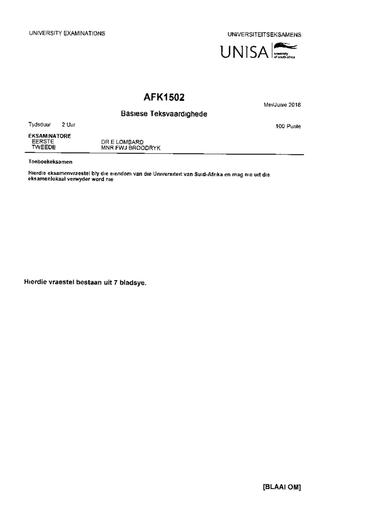 AFK1502 2018 6 A 1 - PAST PAPER - AFK1502 - Studocu