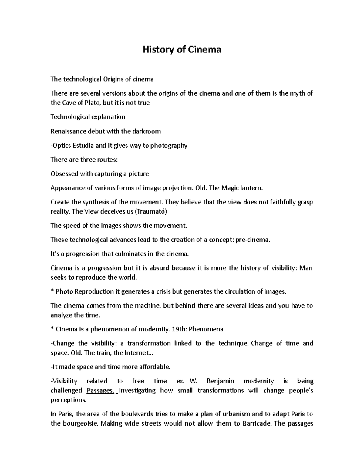 History of Cinema - History of Cinema The technological Origins of ...