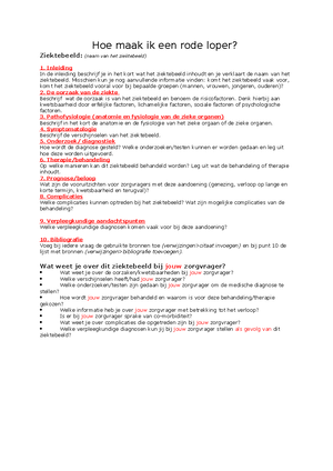 Rodeloper-VP - Hoe maak ik een rode loper Ziektebeeld: (naam van het ...