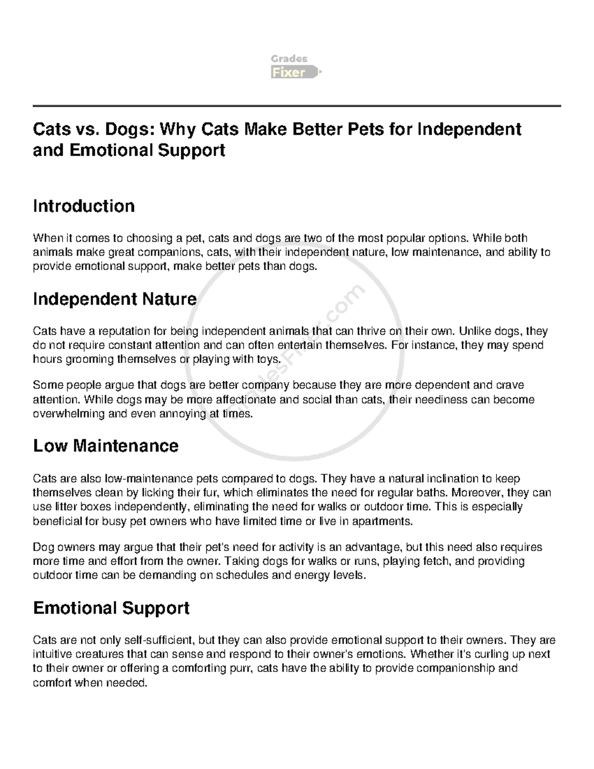 Cats vs - Essay - Cats vs. Dogs: Why Cats Make Better Pets for ...