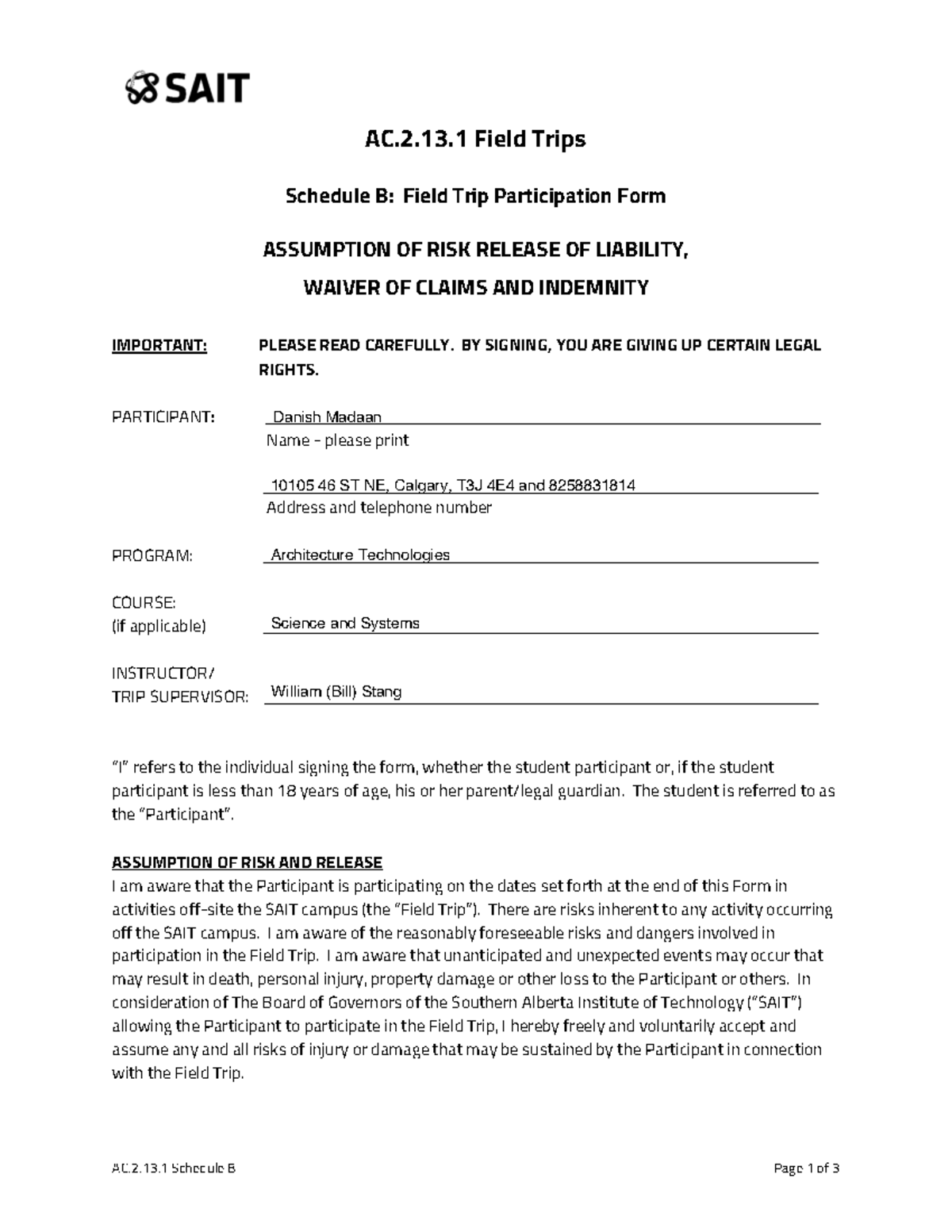 Danish - Give it from Sait library - AC.2.13 Schedule B Page 1 of 3 AC ...