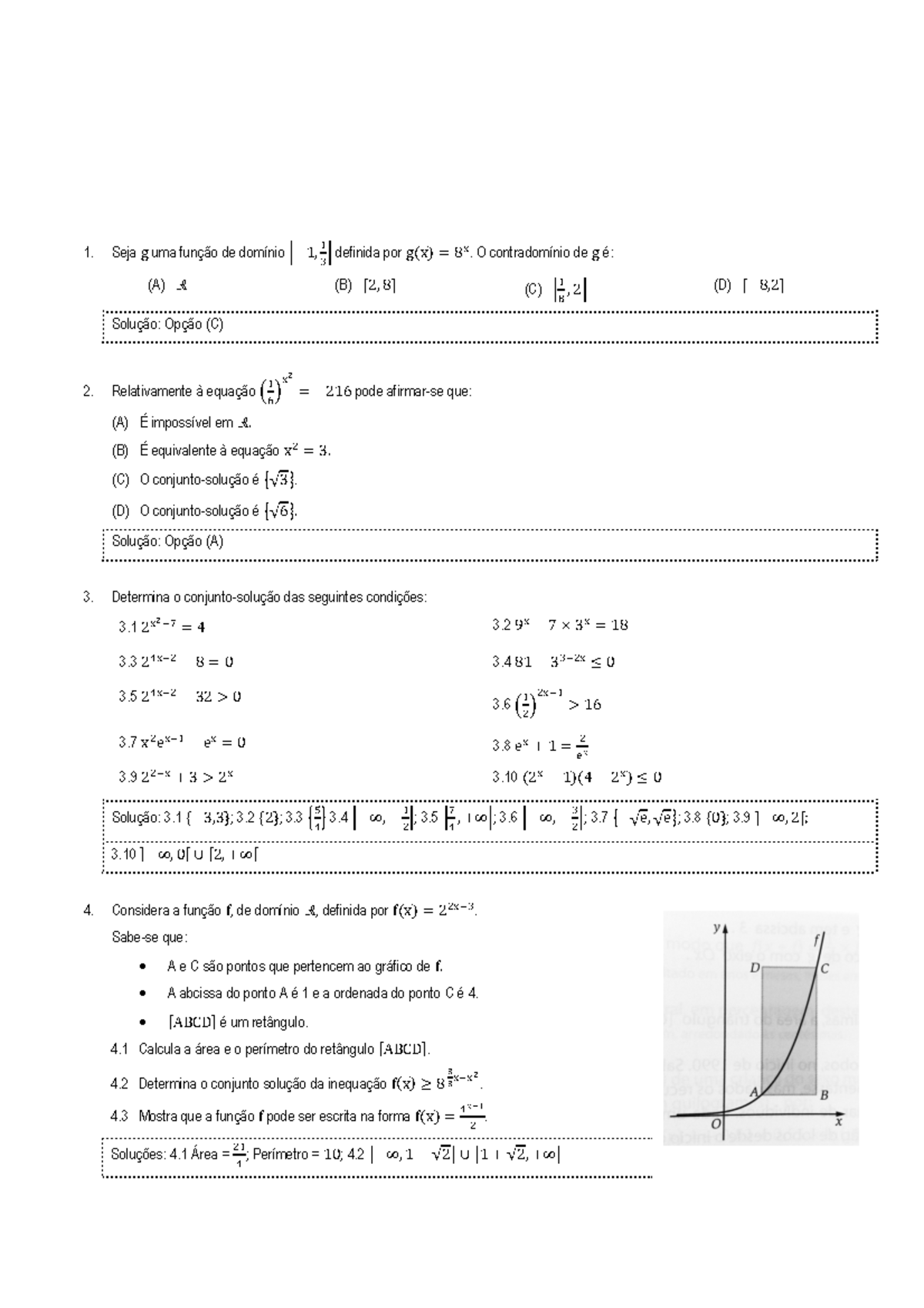 6 eq ineq exponenciais - apontamentos - TIPO: FICHA DE TRABALHO N.º 6 ...