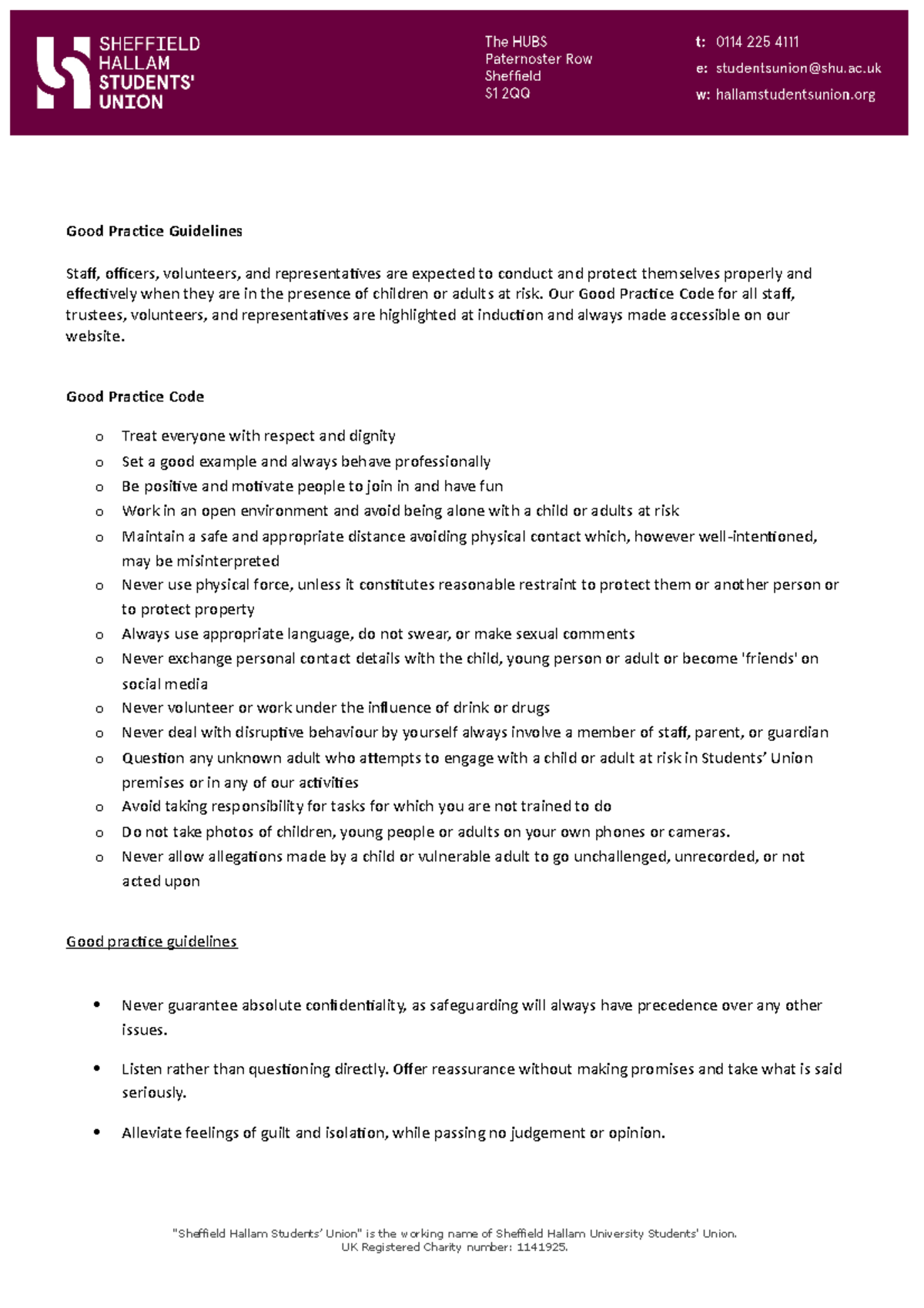 Good Practice Guidelines - Good Practice Guidelines Staff, officers ...