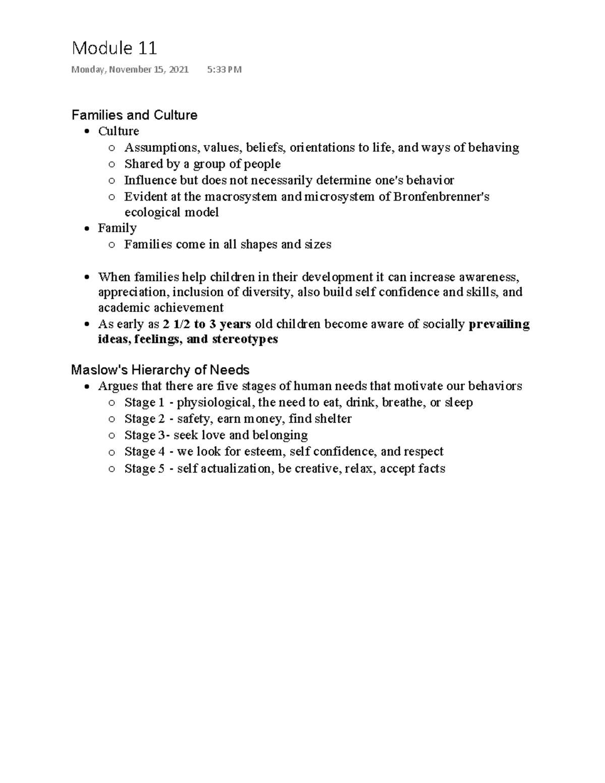 EDIs 3040 Module 11 - Teacher Kathy Neesen - Families and Culture ...