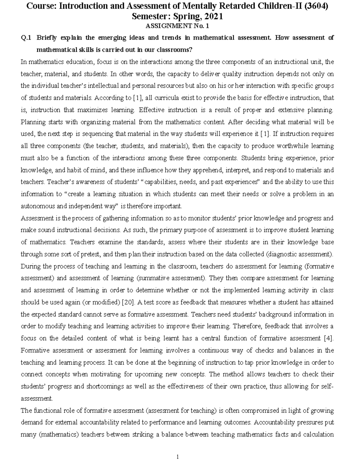 3604 1 2 Week Lecture Notes Semester Spring 2021 Assignment No 1