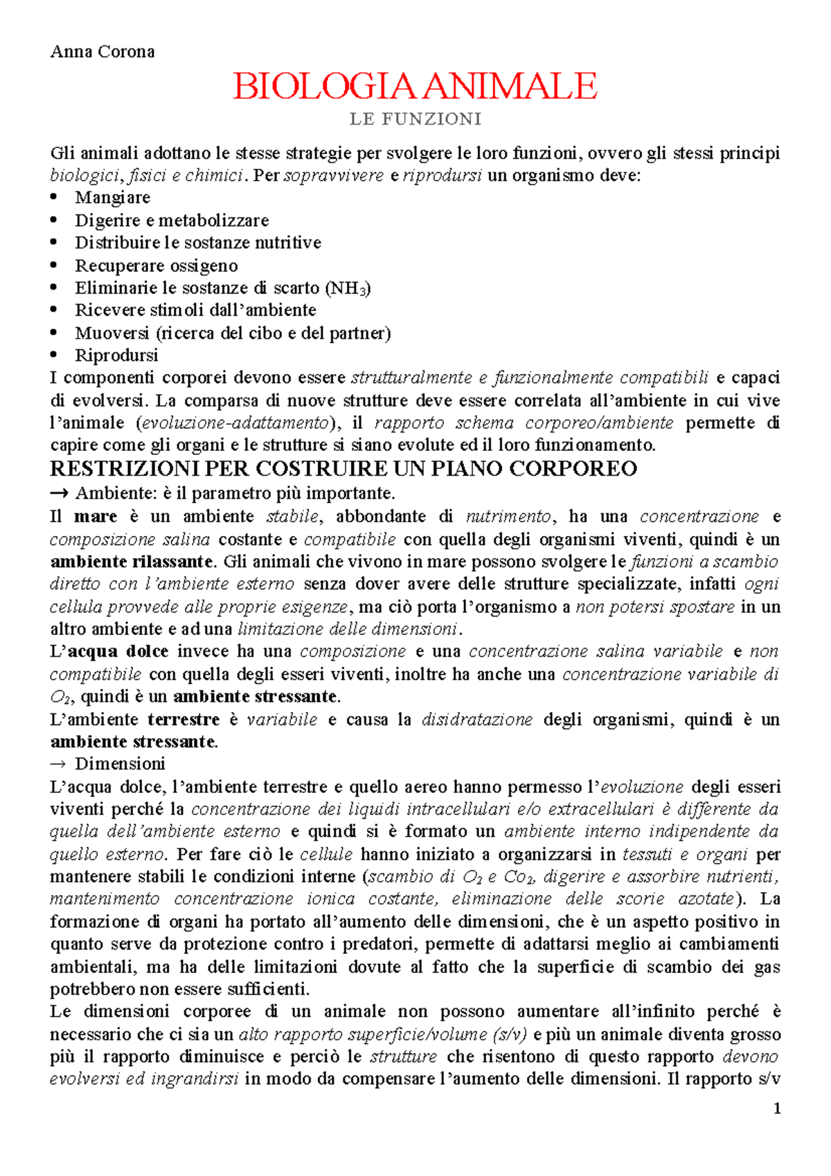 Biologia animale-Funzioni - BIOLOGIA ANIMALE LE FUNZIONI Gli animali ...