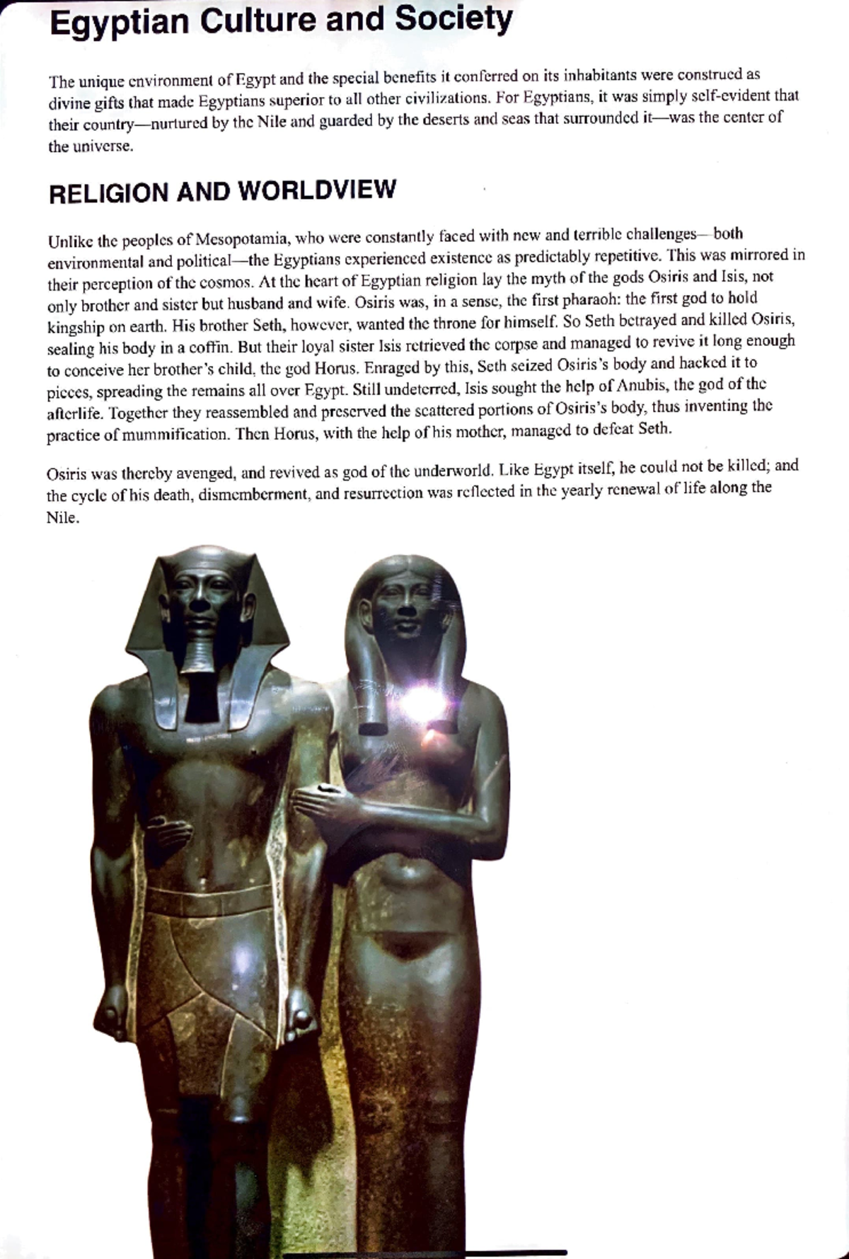 Chapter 5 western civilization - Egyptian Culture and Society The ...