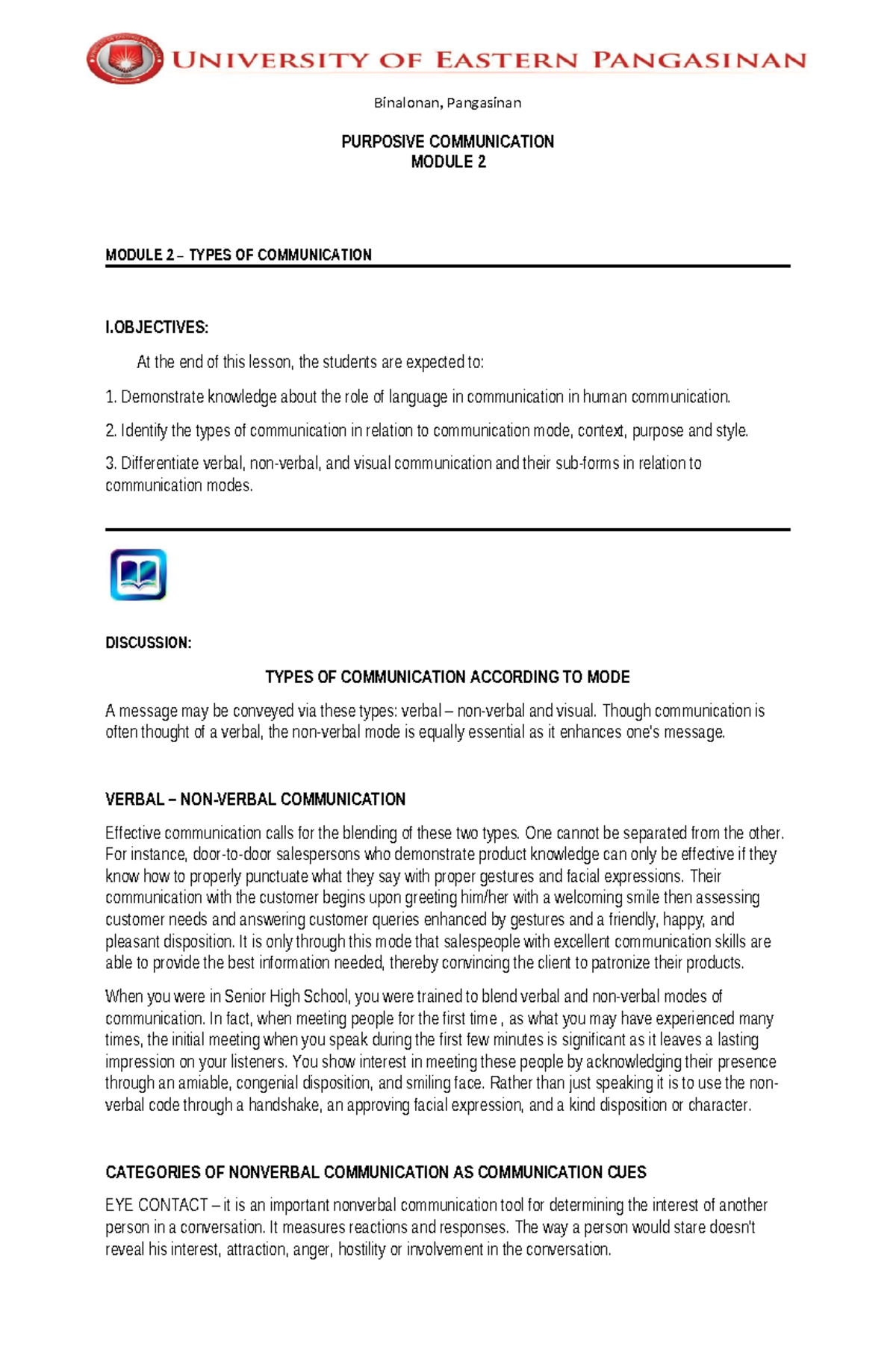 Module 2 Types of Communication - PURPOSIVE COMMUNICATION MODULE 2 ...