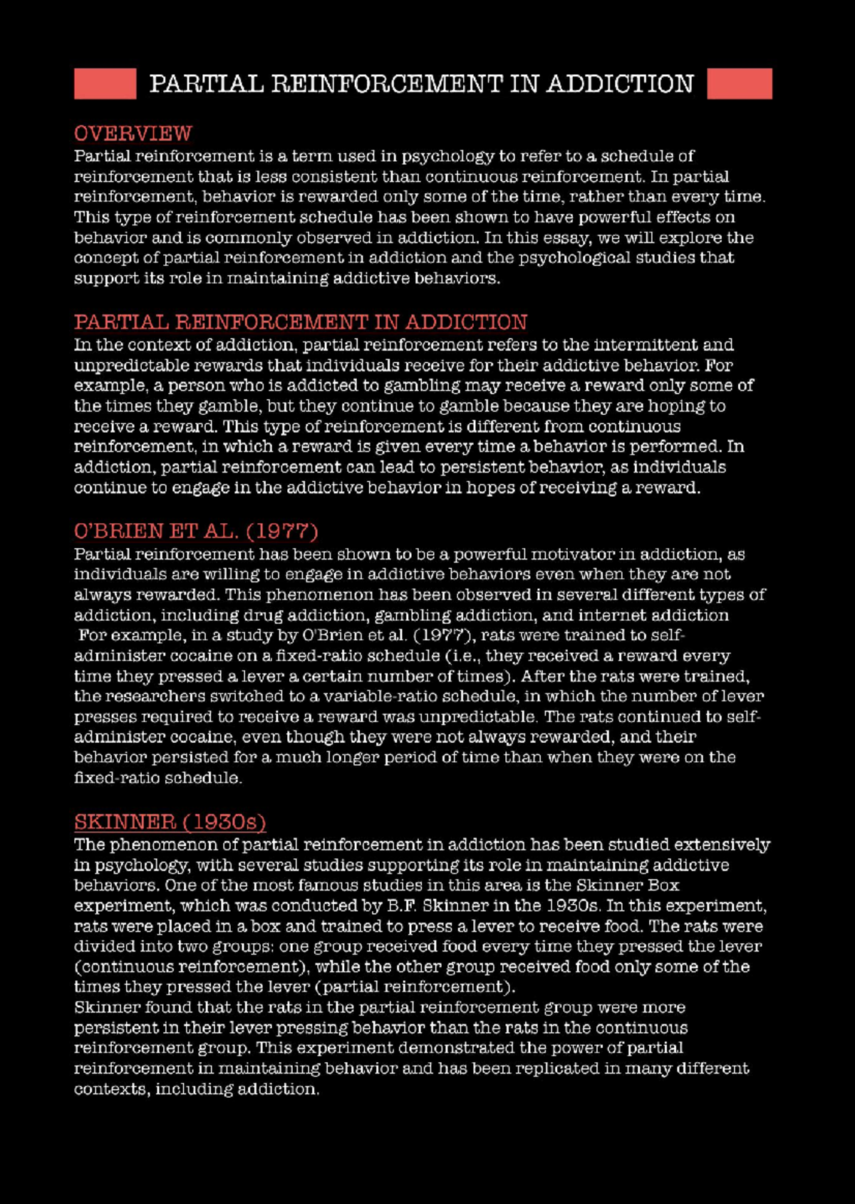 Partial Reinforcement - Lecture Notes - 18205 - Studocu