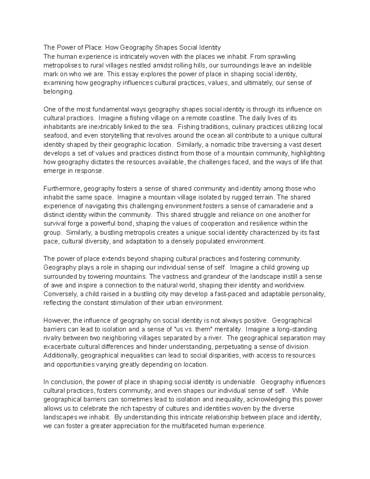 The Power of Place How Geography Shapes Social Identity - From ...