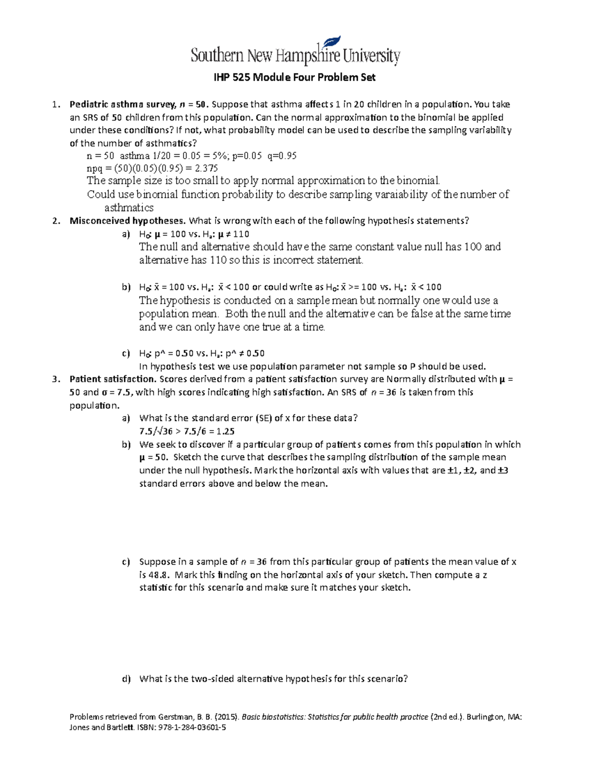 IHP 525 Mod 4 Problem Set Final - IHP 525 Module Four Problem Set ...