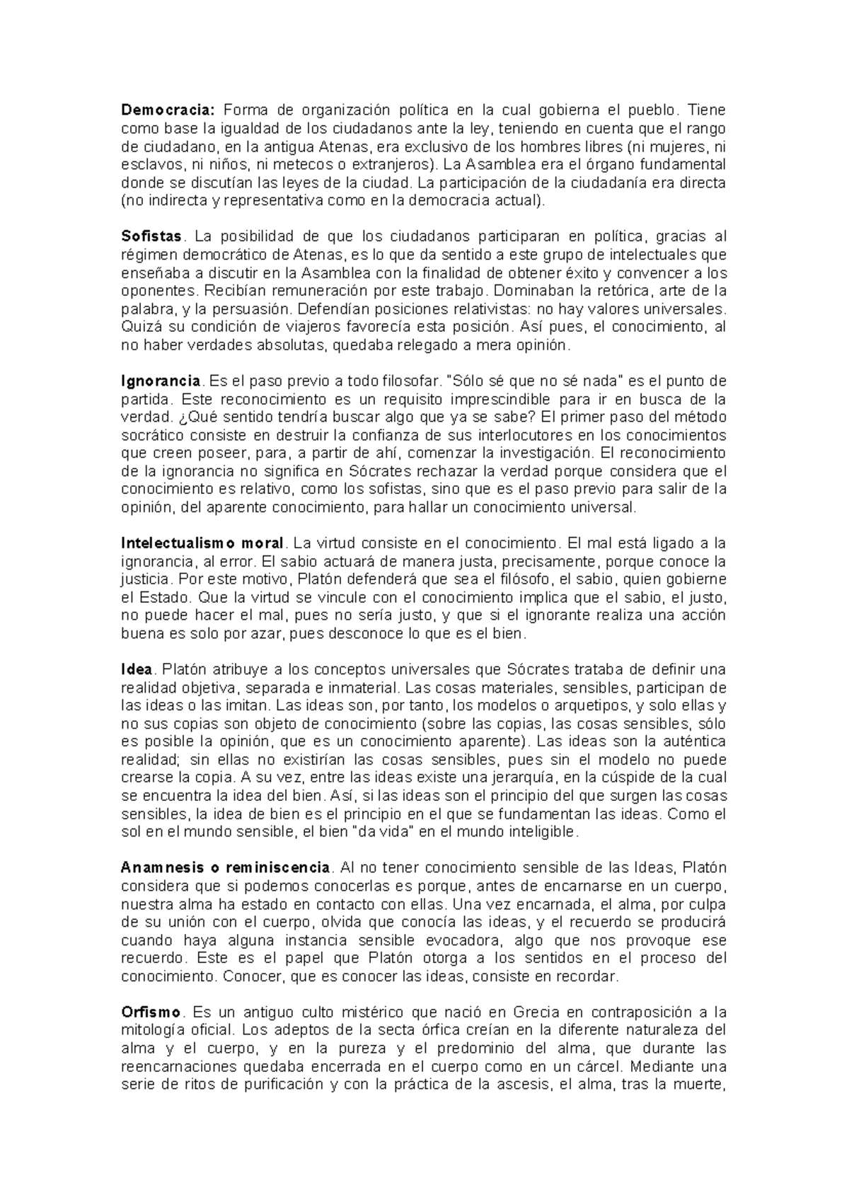 Vocabulario platón - Democracia: Forma de organización política en la ...