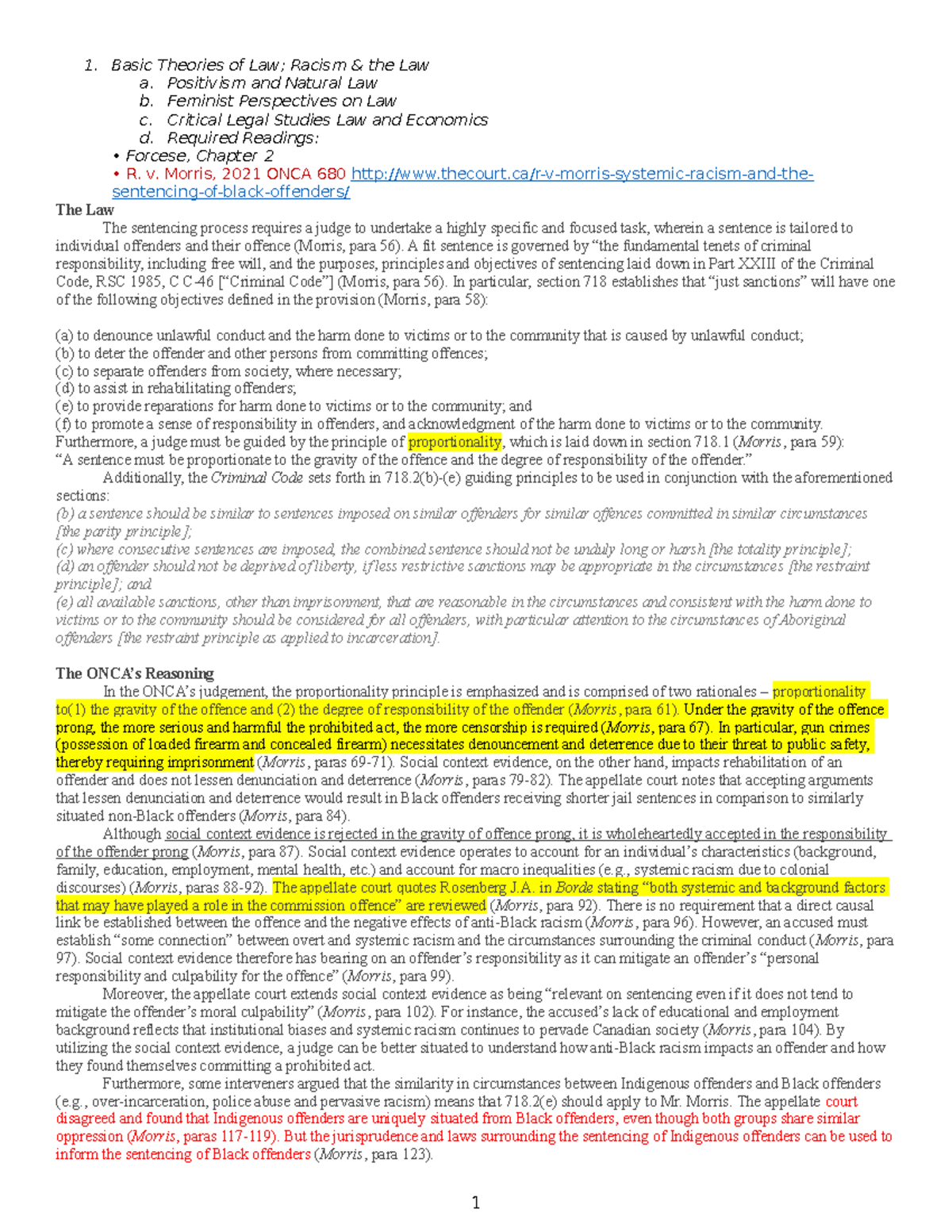 Foundations of Canadian law - Basic Theories of Law; Racism & the Law a ...