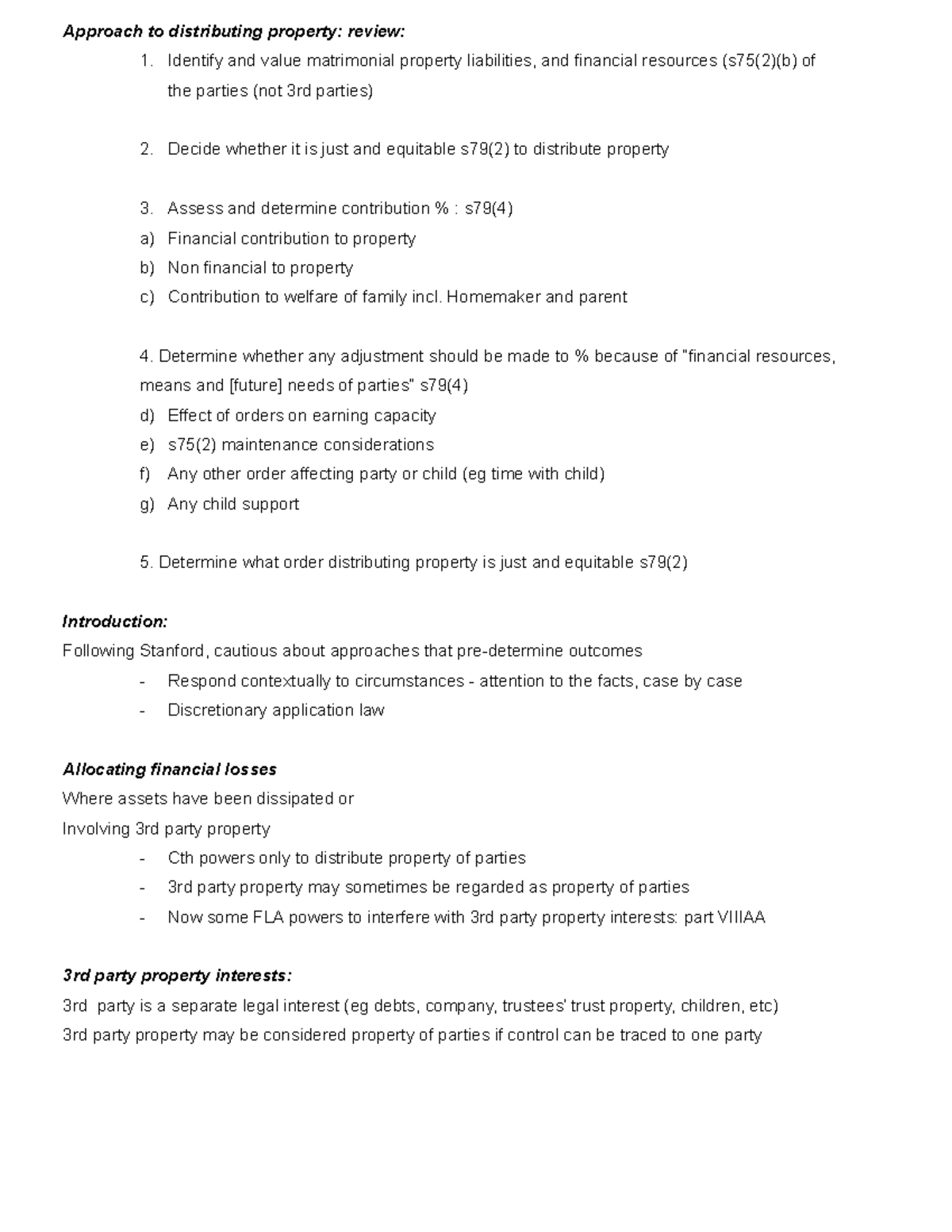 Property proceedings - exercise of discretion and specific issues ...