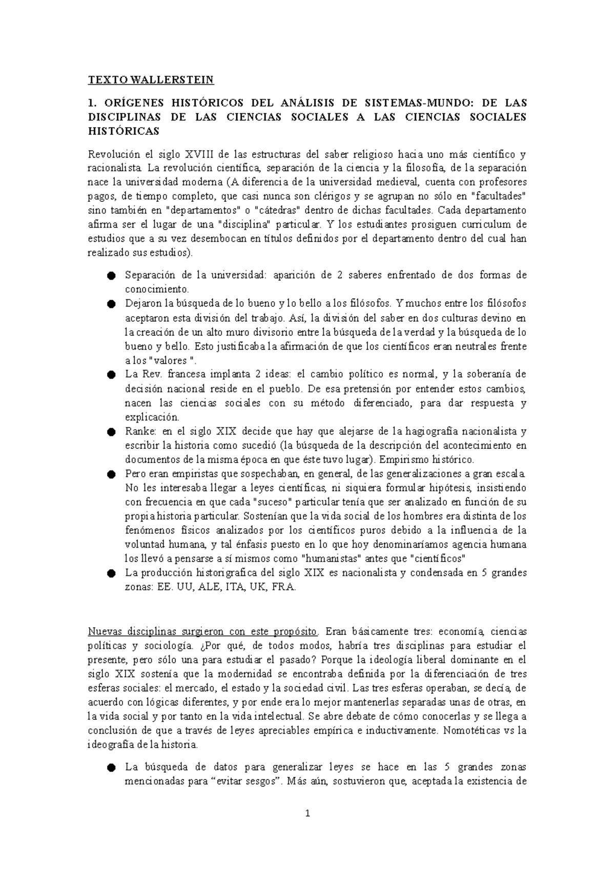 Resumen texto Immanuel Wallerstein Sistema-Mundo - TEXTO WALLERSTEIN 1 ...