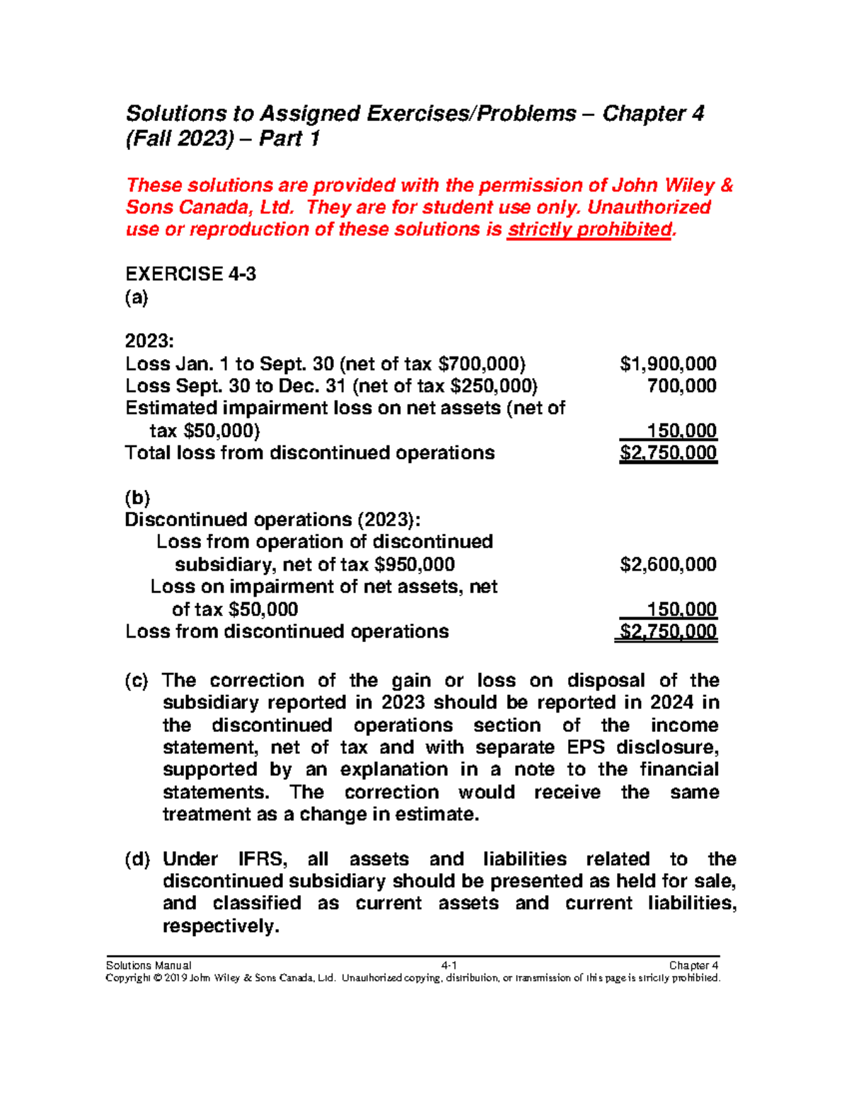Chapter 4 - Reporting Financial Performance - Part 1 - Solutions Manual ...