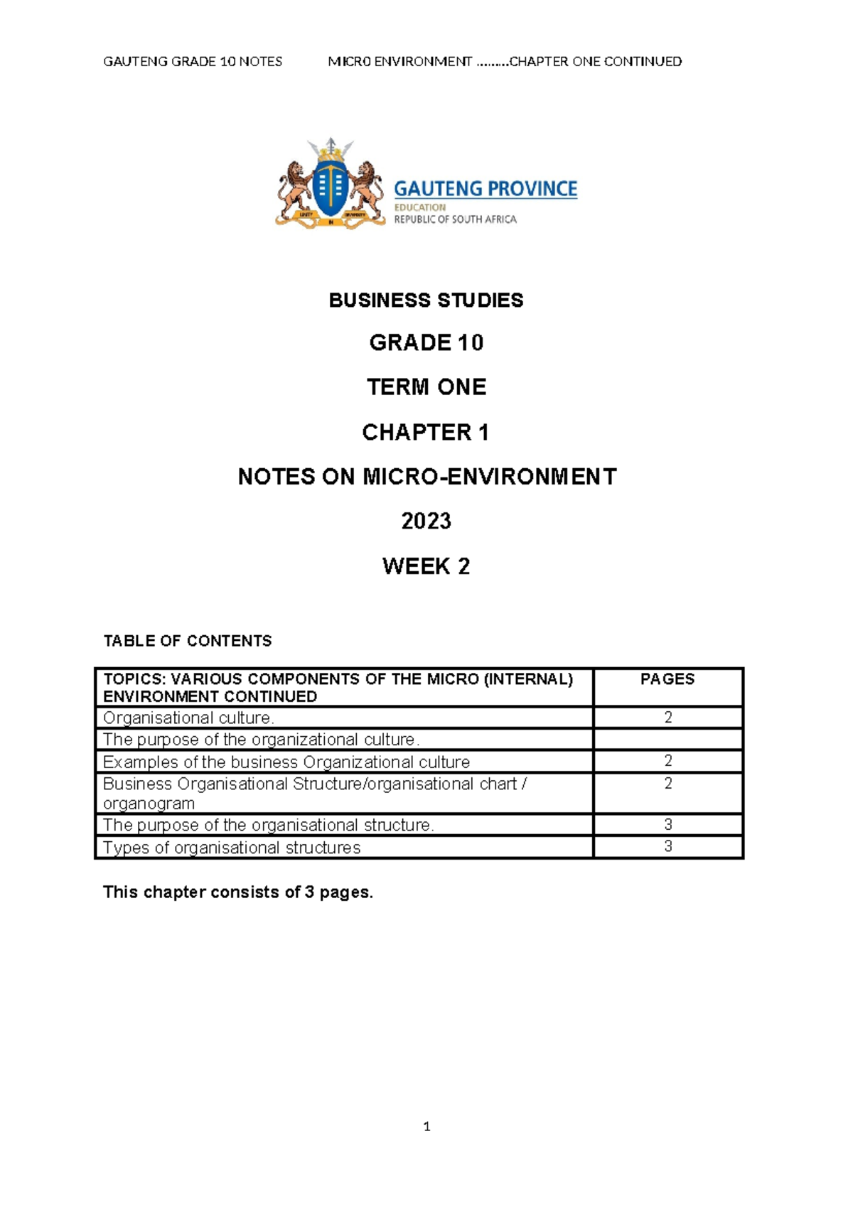 Chapt 1 WEEK 2 Micro Environment - BUSINESS STUDIES GRADE 10 TERM ONE ...