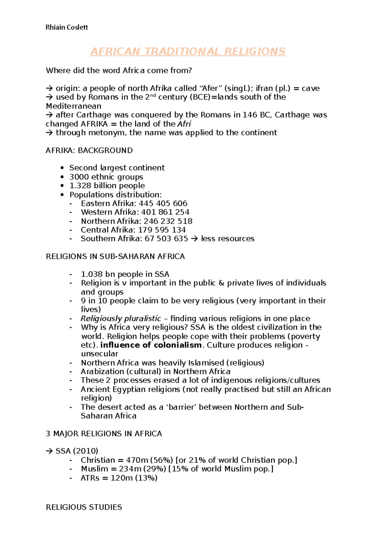 African Reglions - AFRICAN TRADITIONAL RELIGIONS Where did the word ...